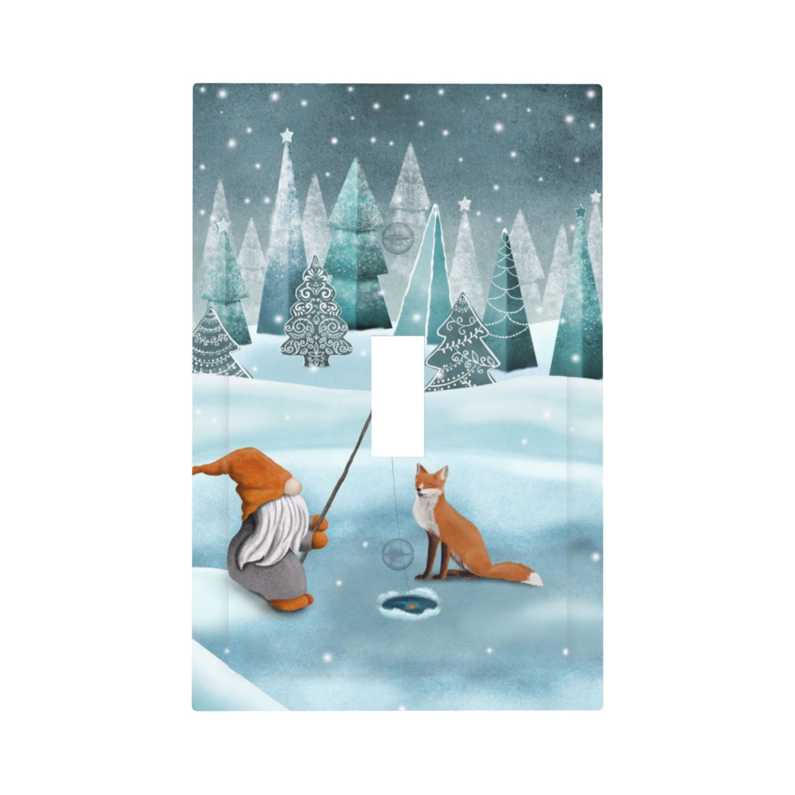 Fotbe Gnome And Red Fox Fishing Print Duplex Receptacle Wall Plate, 1 ...