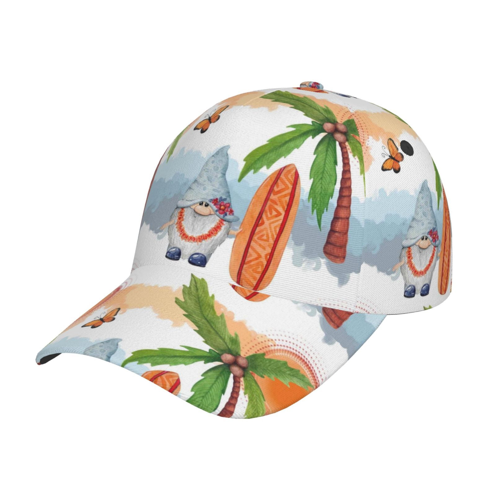 Fotbe Gnome And Surfing Baseball Cap, Gnome And Surfing Print Dad Hat ...