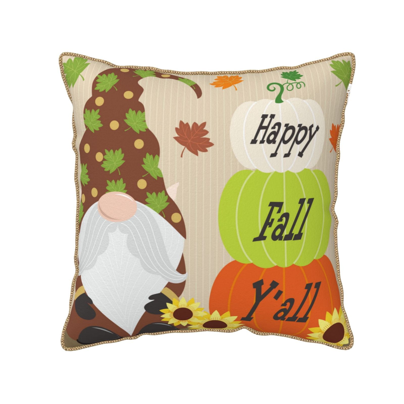 Fotbe Gnome Happy Fall Pattern Velvet Decorative Throw Pillow Covers ...
