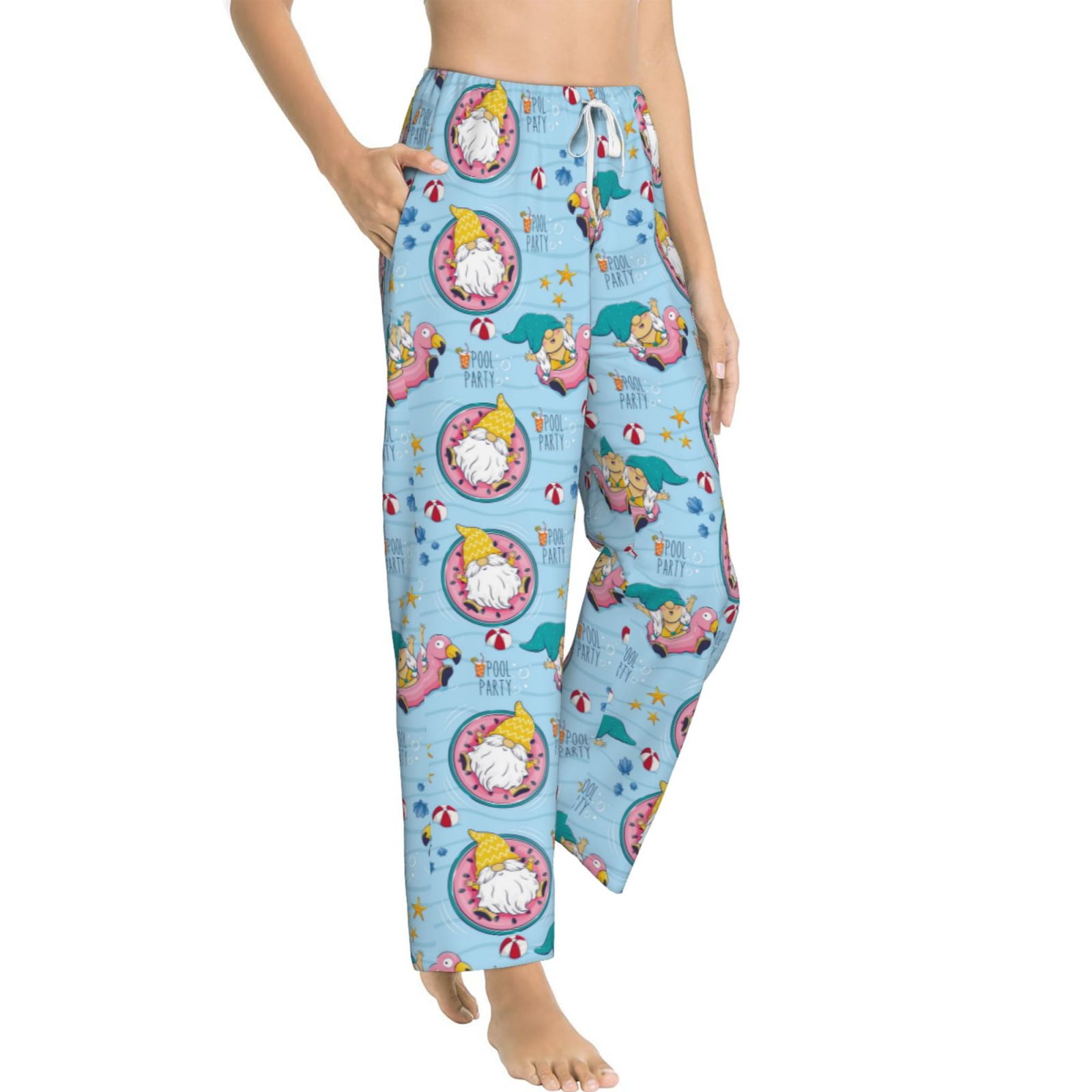 Fotbe Gnome Pool Party Women's Pajama Pants,Sleepwear Pants,Pj Bottoms ...