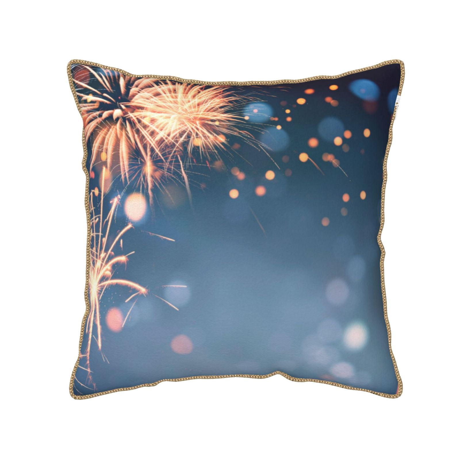 Fotbe Gold And Blue Fireworks Pattern Velvet Decorative Throw Pillow ...