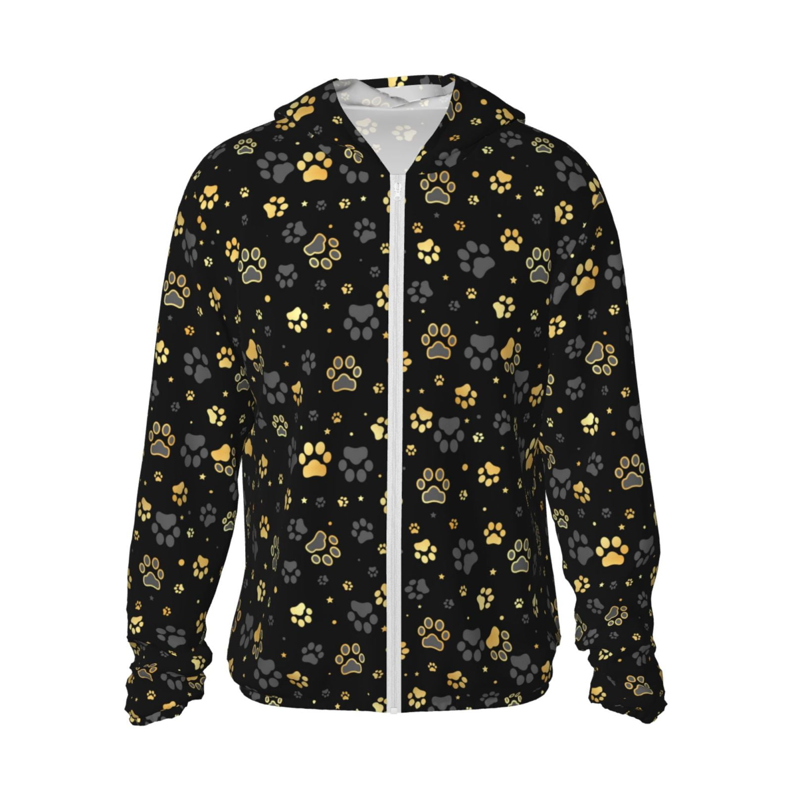 Fotbe Gold Dog Paw Men's Women's UPF 50+ Sun Protection Jacket Hooded ...