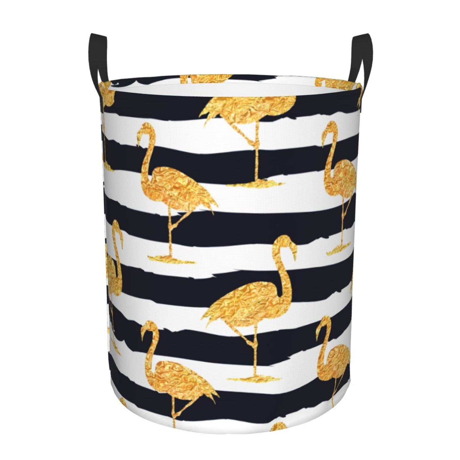 Fotbe Gold Flamingo Laundry Basket with Handles, Waterproof Large ...