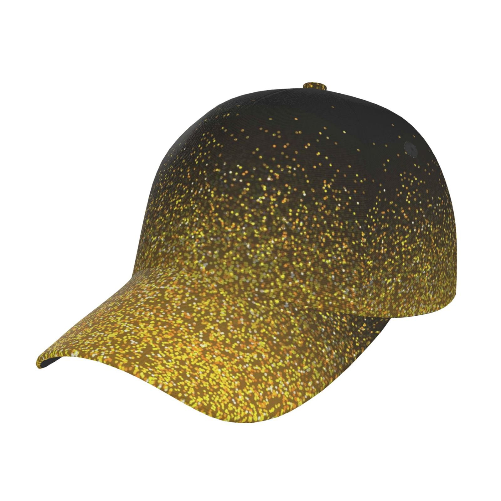 Fotbe Gold Glitter Gradient Baseball Cap, Gold Glitter Gradient Print ...