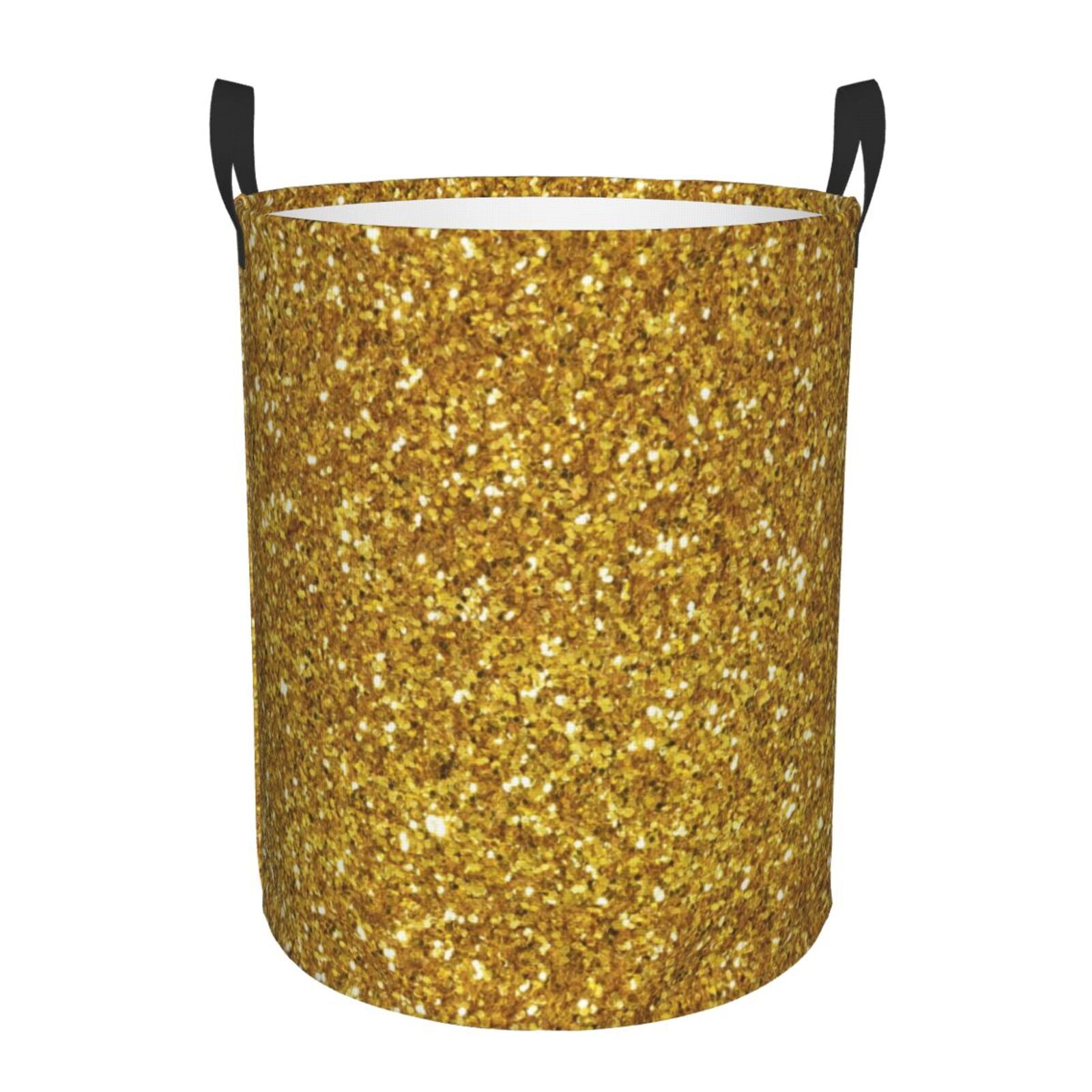 Fotbe Gold Glitter Laundry Basket with Handles, Waterproof Large ...