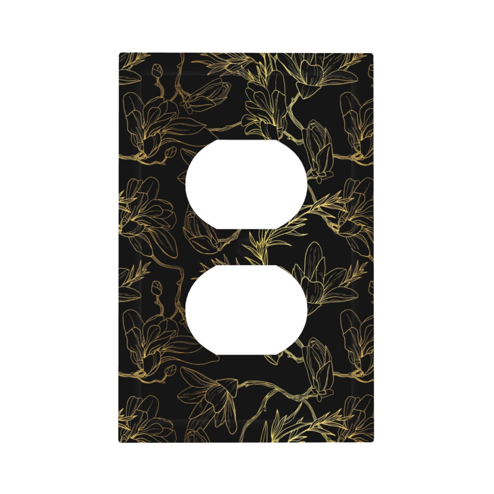 Fotbe Gold Gloss Outline Floral Print Duplex Receptacle Wall Plate, 1 ...