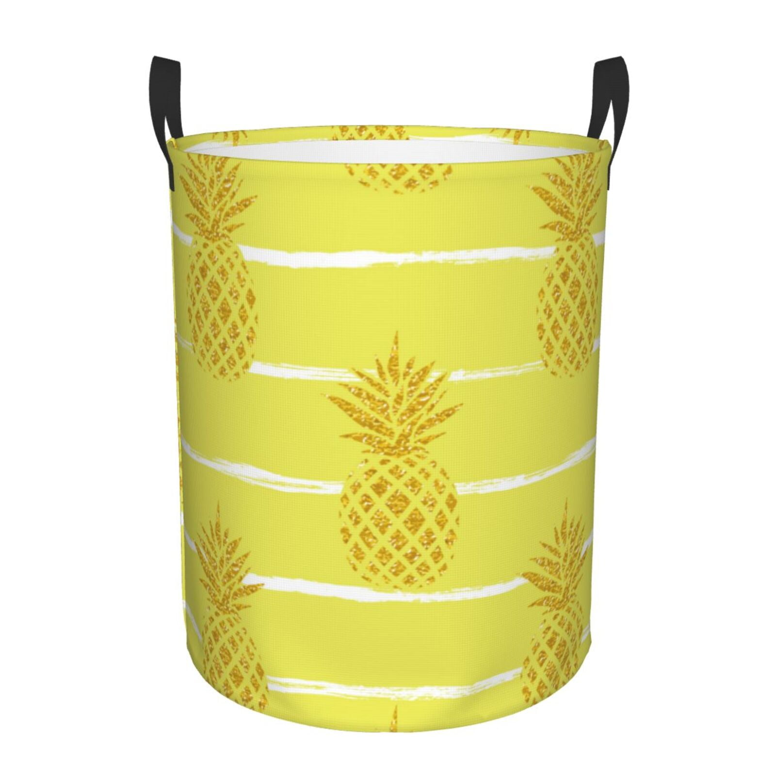 Fotbe Gold Pineapple Laundry Basket with Handles, Waterproof Large ...