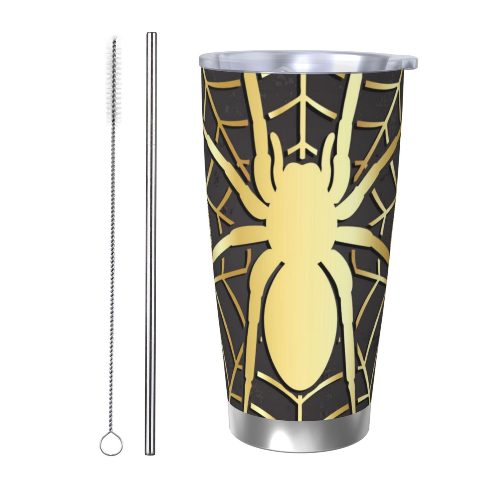 Fotbe Gold Spider On The Web Pattern 20 oz Tumbler Stainless Steel ...