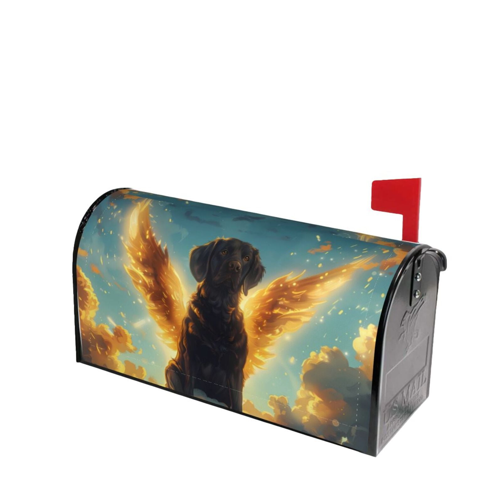 Fotbe Golden Cloud Winged Dog Mailbox Covers Post Letter Box Cover ...
