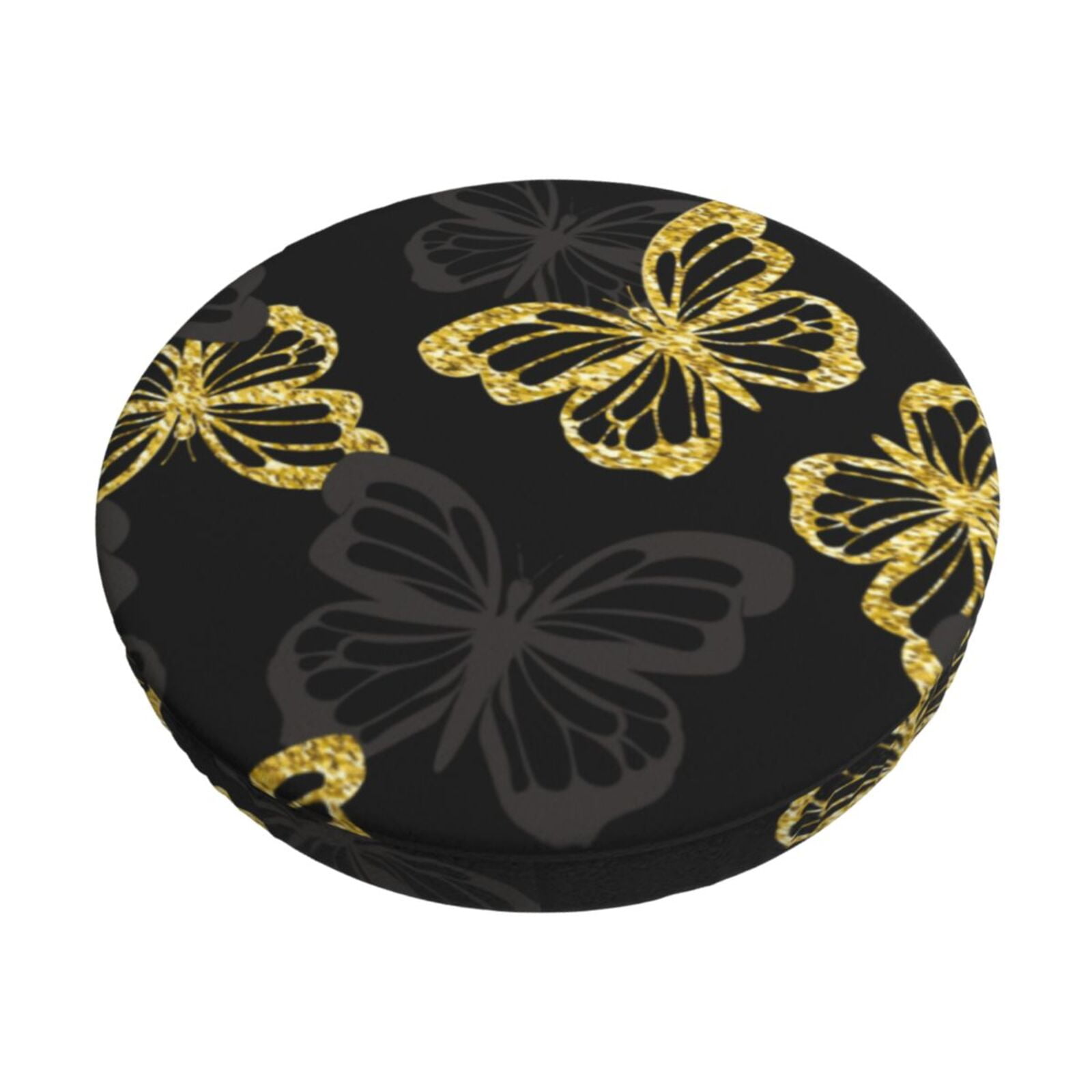 Fotbe Golden Glitter Butterflies Stool Covers Round,Waterproof Round ...