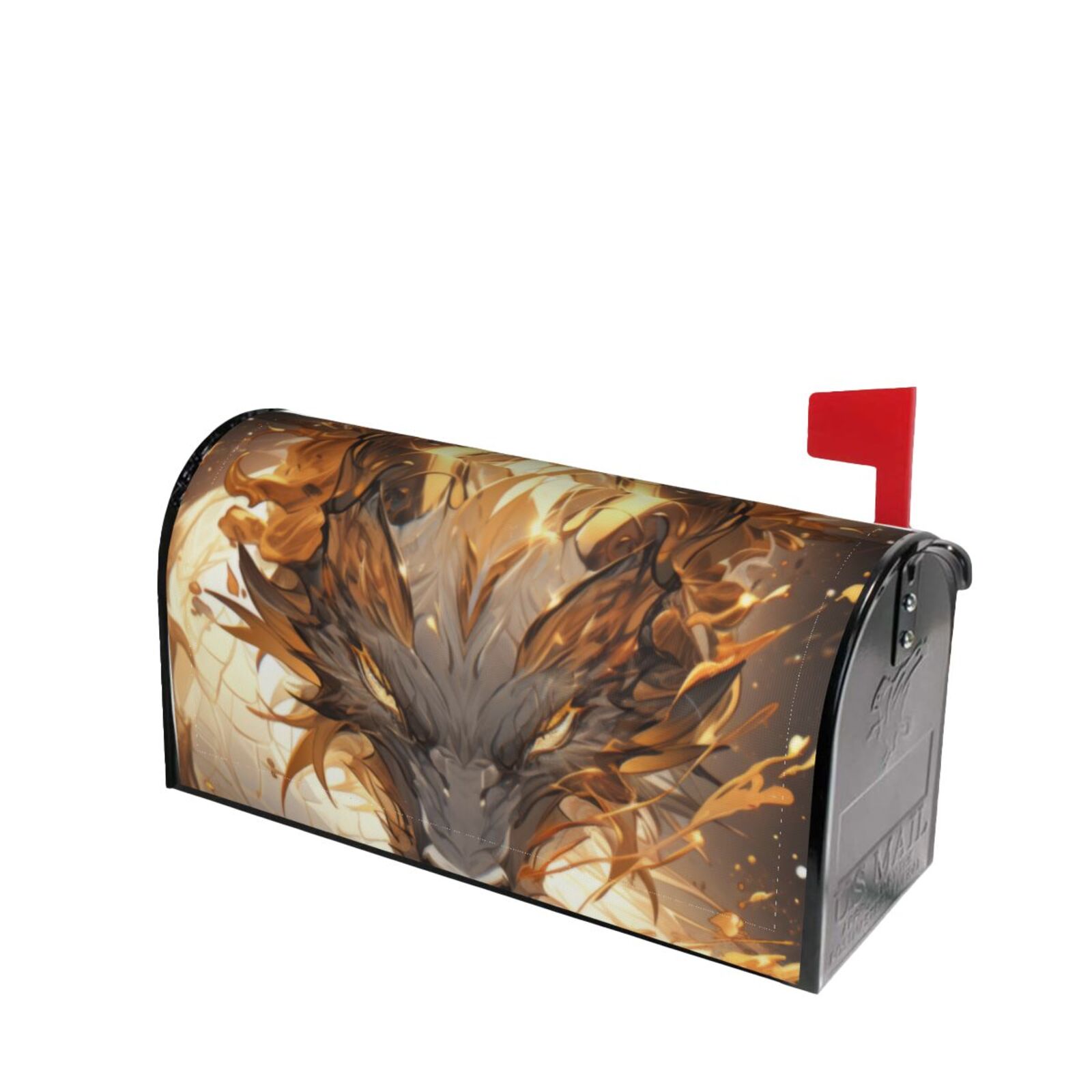 Fotbe Golden Horned White Dragon Mailbox Covers Post Letter Box Cover ...