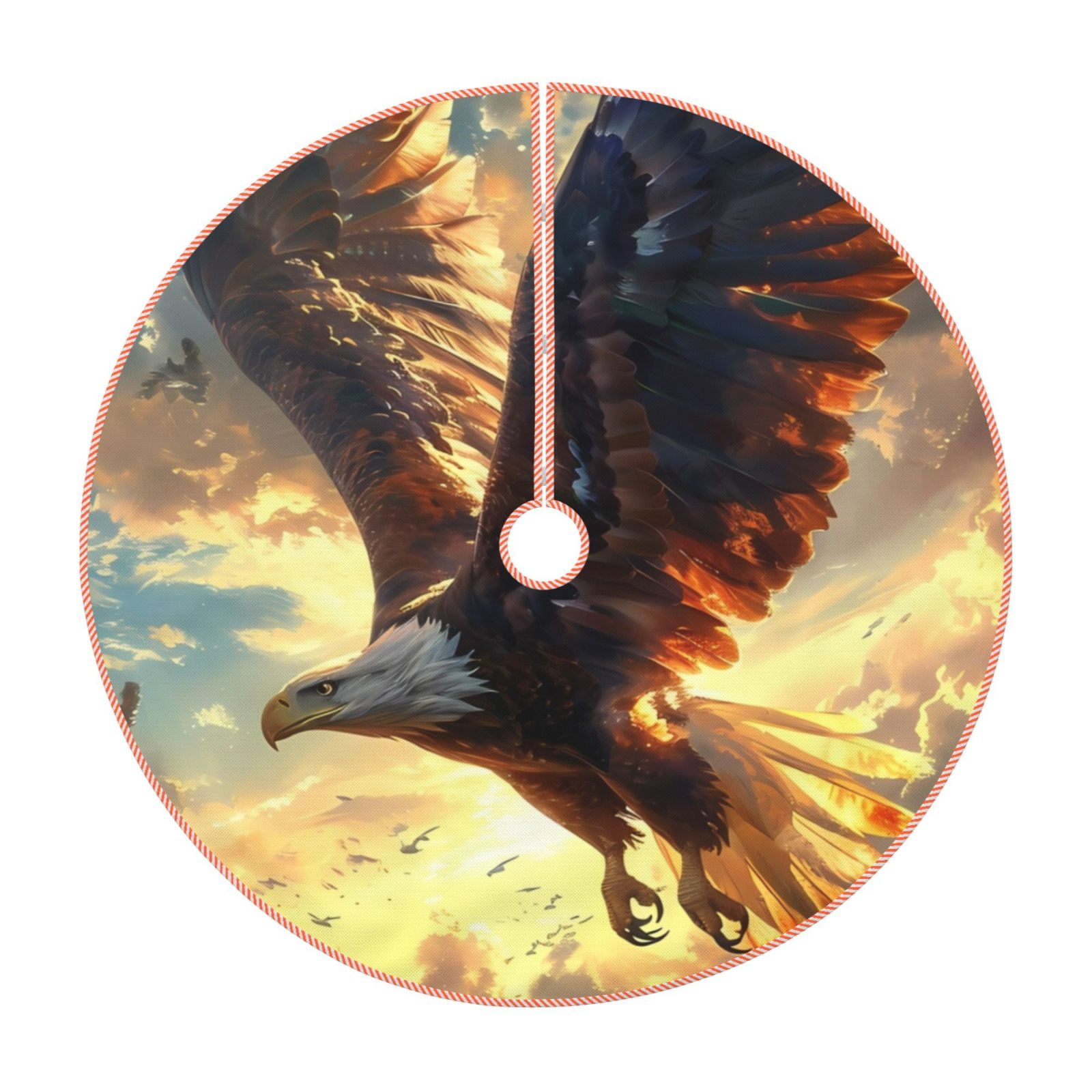 Fotbe Golden Sky Bald Eagle Pattern Christmas Tree Skirt, Tree Skirts ...