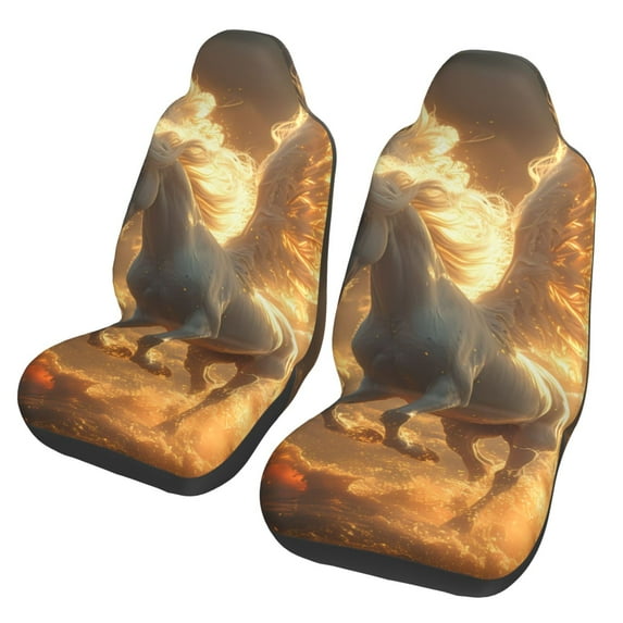 Fotbe Golden Winged White Horse Pattern Automotive Seat Covers for Cars ...