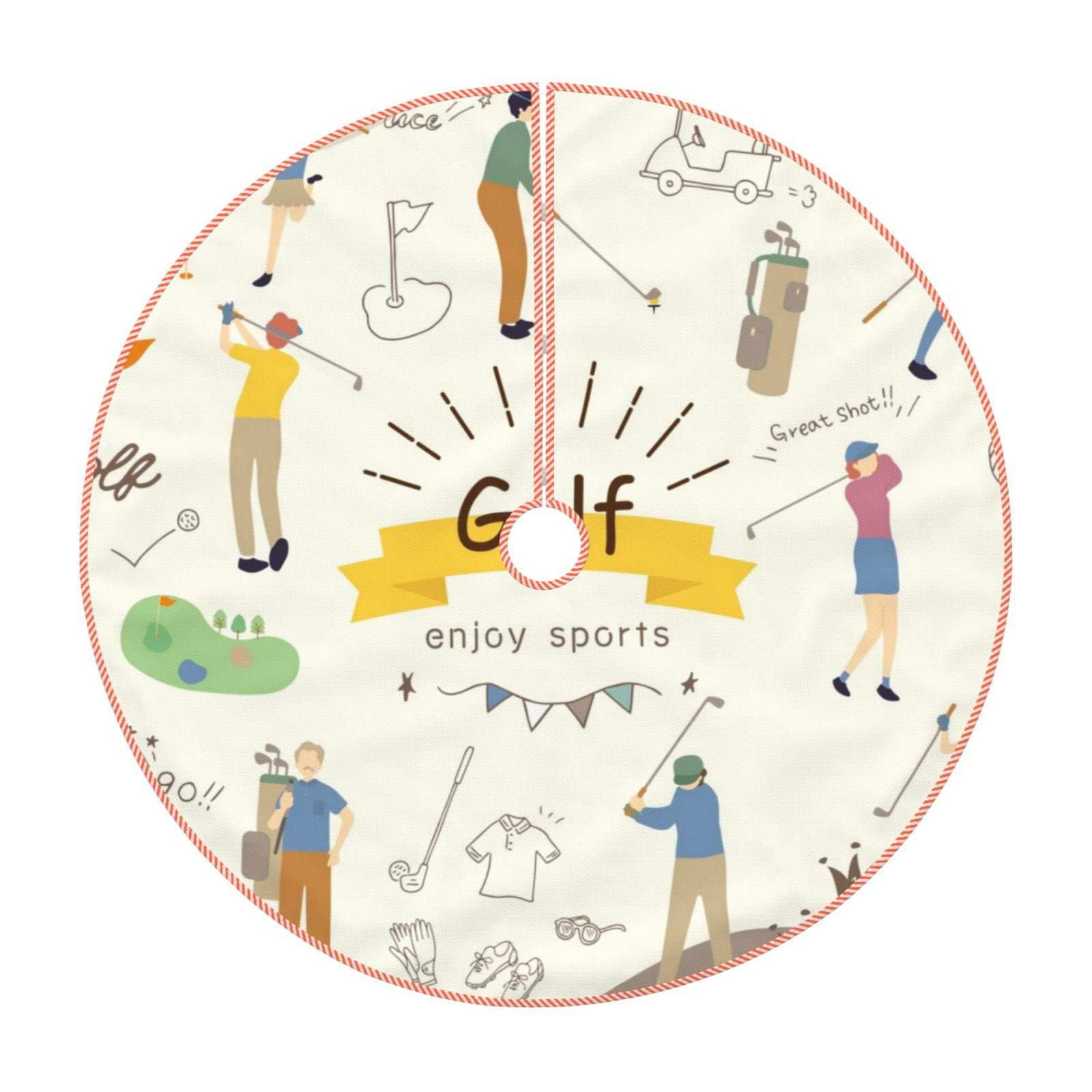 Fotbe Golf Icons And Golfer Pattern Christmas Tree Skirt, Tree Skirts ...