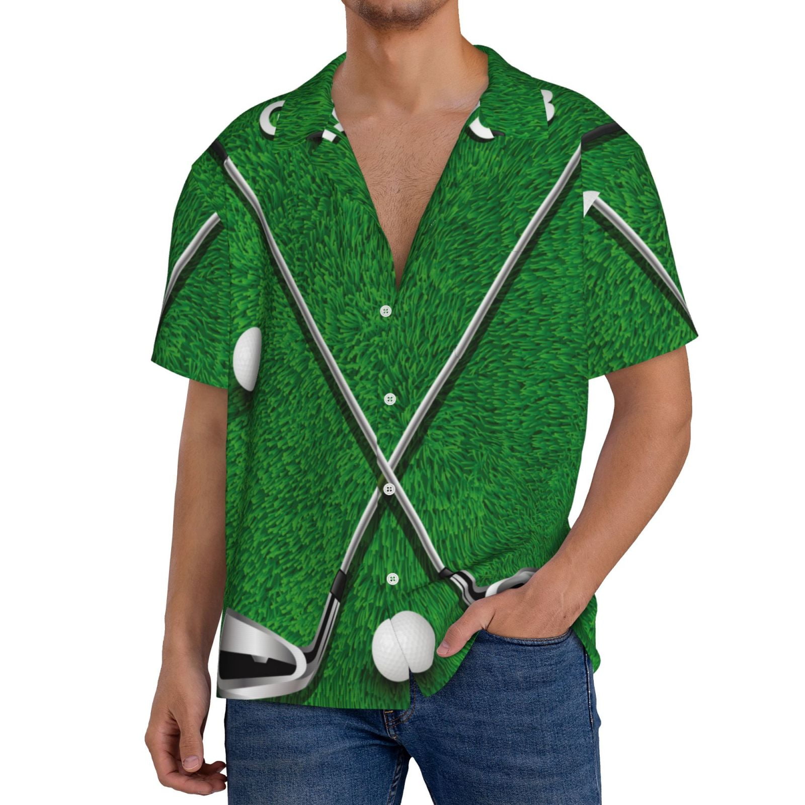 Fotbe Golf Sport Club Print Short Sleeve Button Down Shirts for Men ...