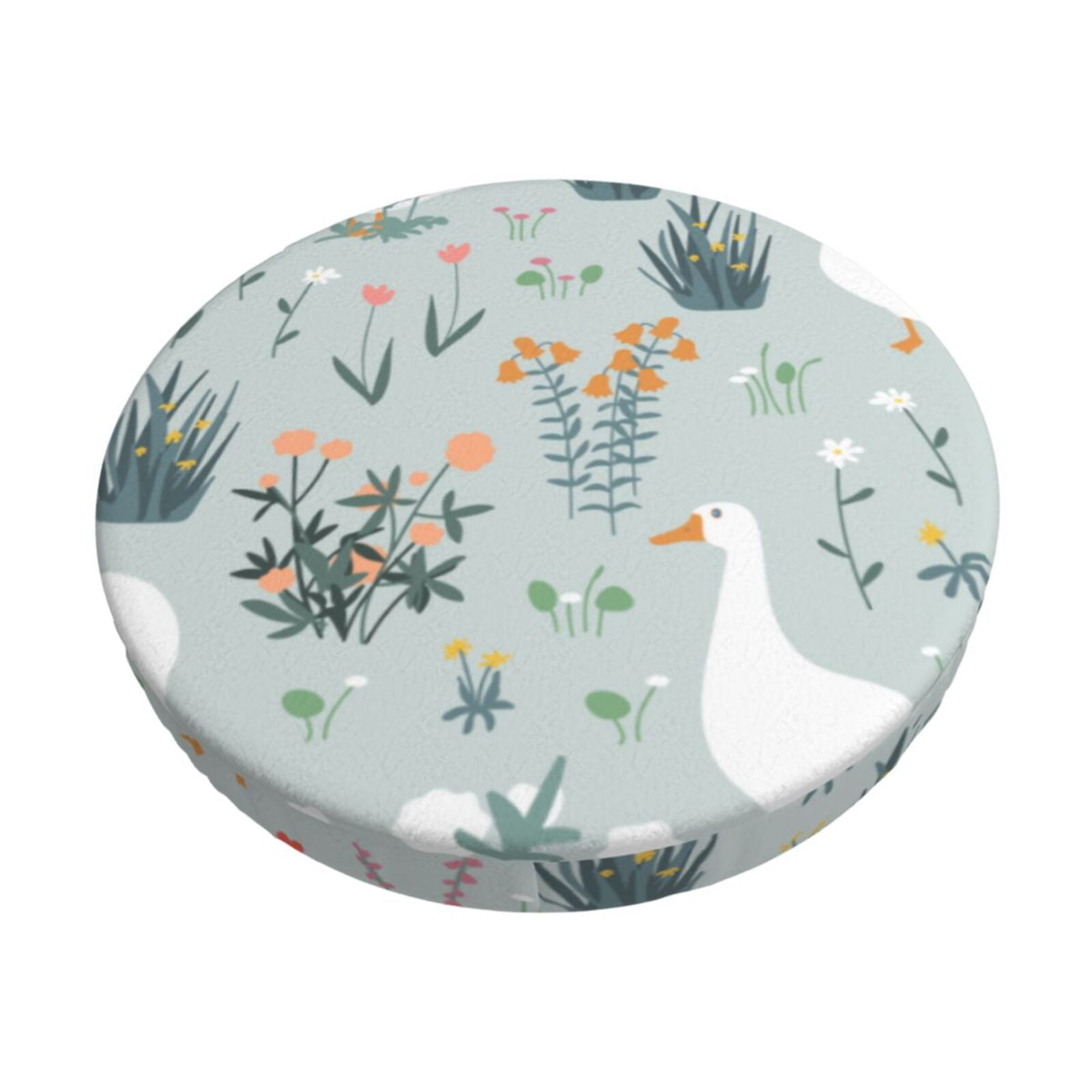 Fotbe Goose and Doodle Flowers Stool Covers Round,Waterproof Round Bar ...