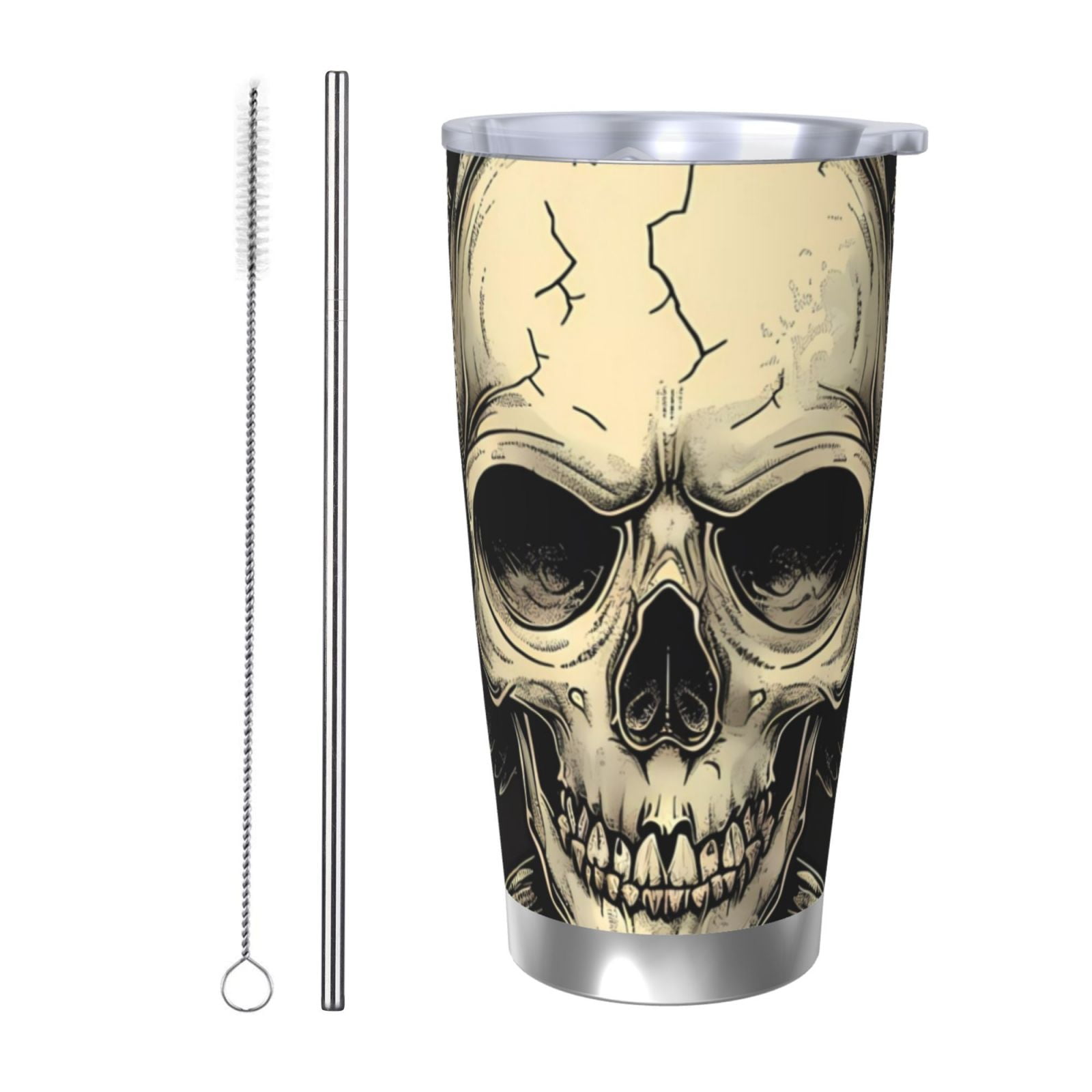 Fotbe Gothic Winged Skull Pattern 20 oz Tumbler Stainless Steel Vacuum ...