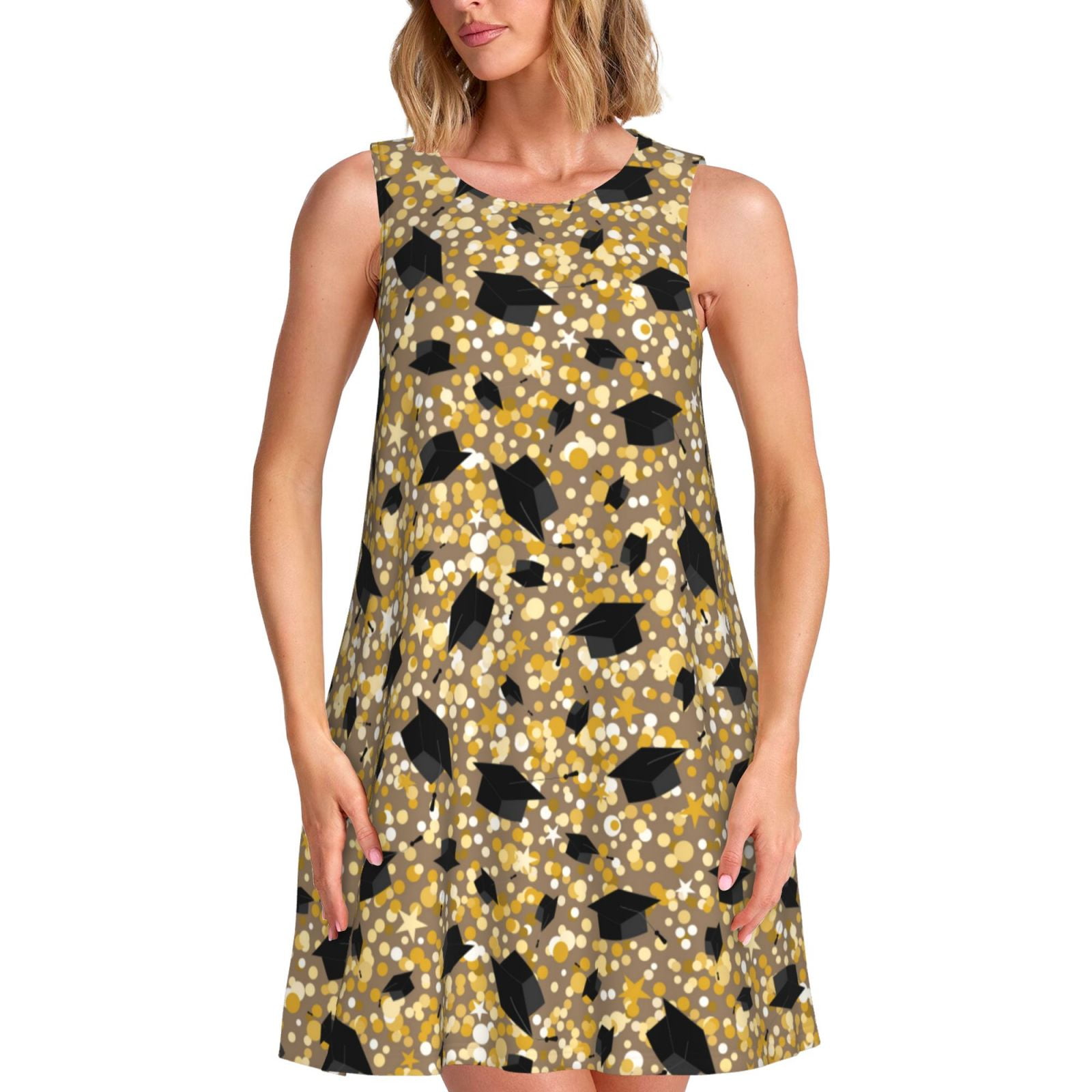Fotbe Graduation Hats3 Pattern Women’s Summer Tank Midi Dress ...