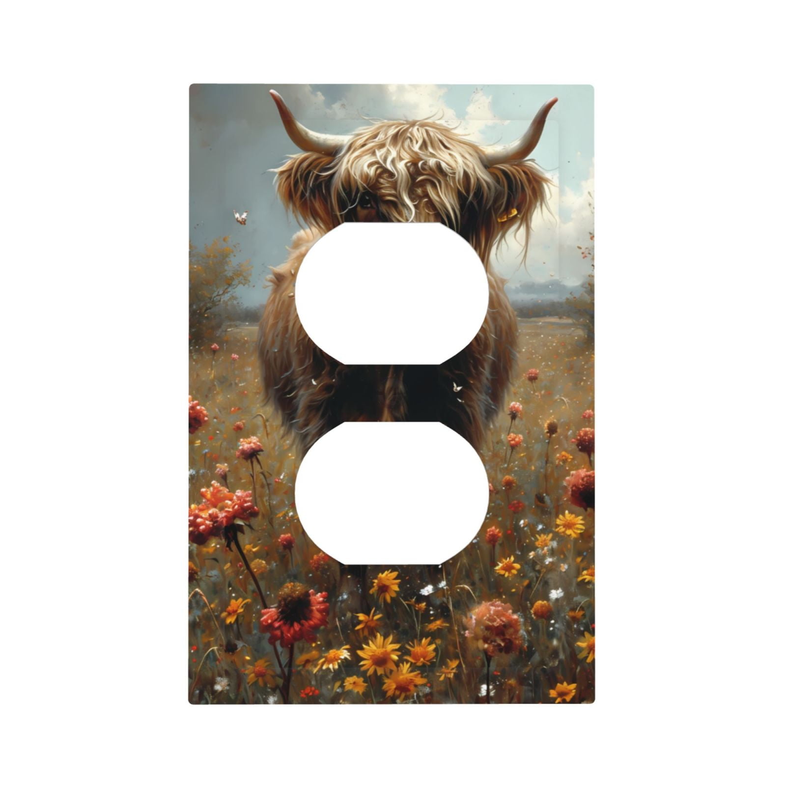 Fotbe Grassland Sunflower Cow Print Duplex Receptacle Wall Plate, 1 ...