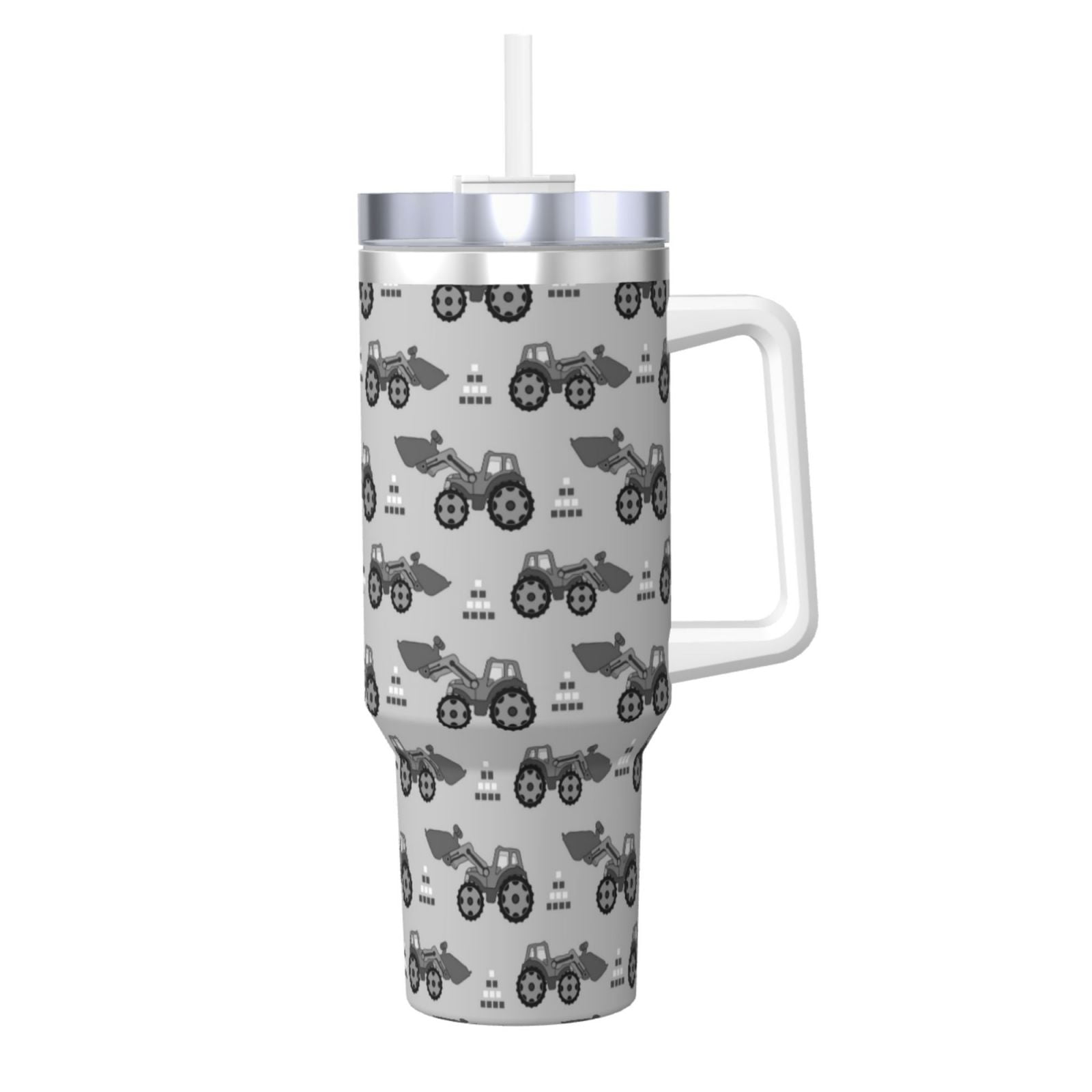 Fotbe Gray Tractor Pattern 40oz Ice Bully With Handle And Straw ...
