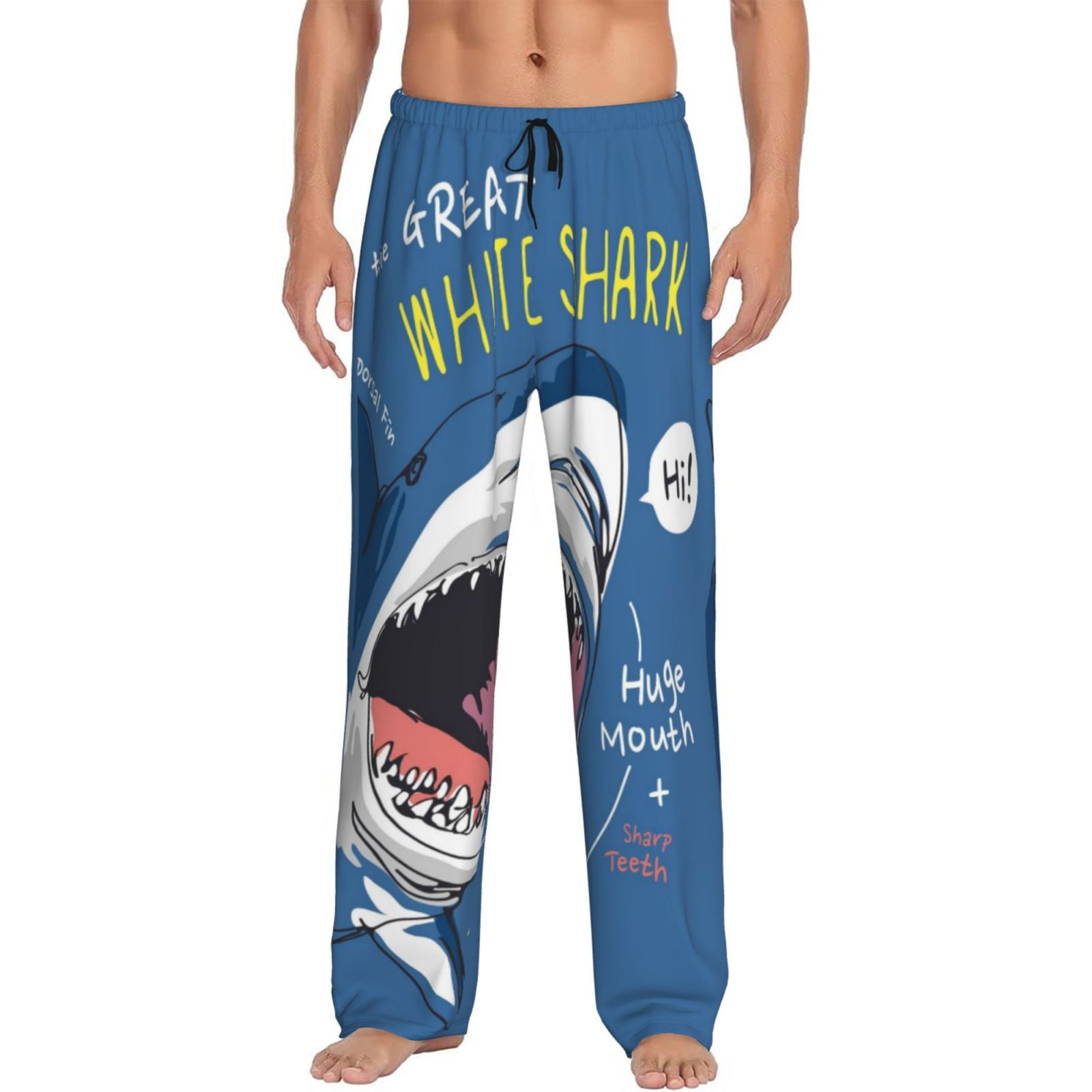 Fotbe Great White Shark Men's Pajama Pants,Sleepwear Pants,Pj Bottoms ...