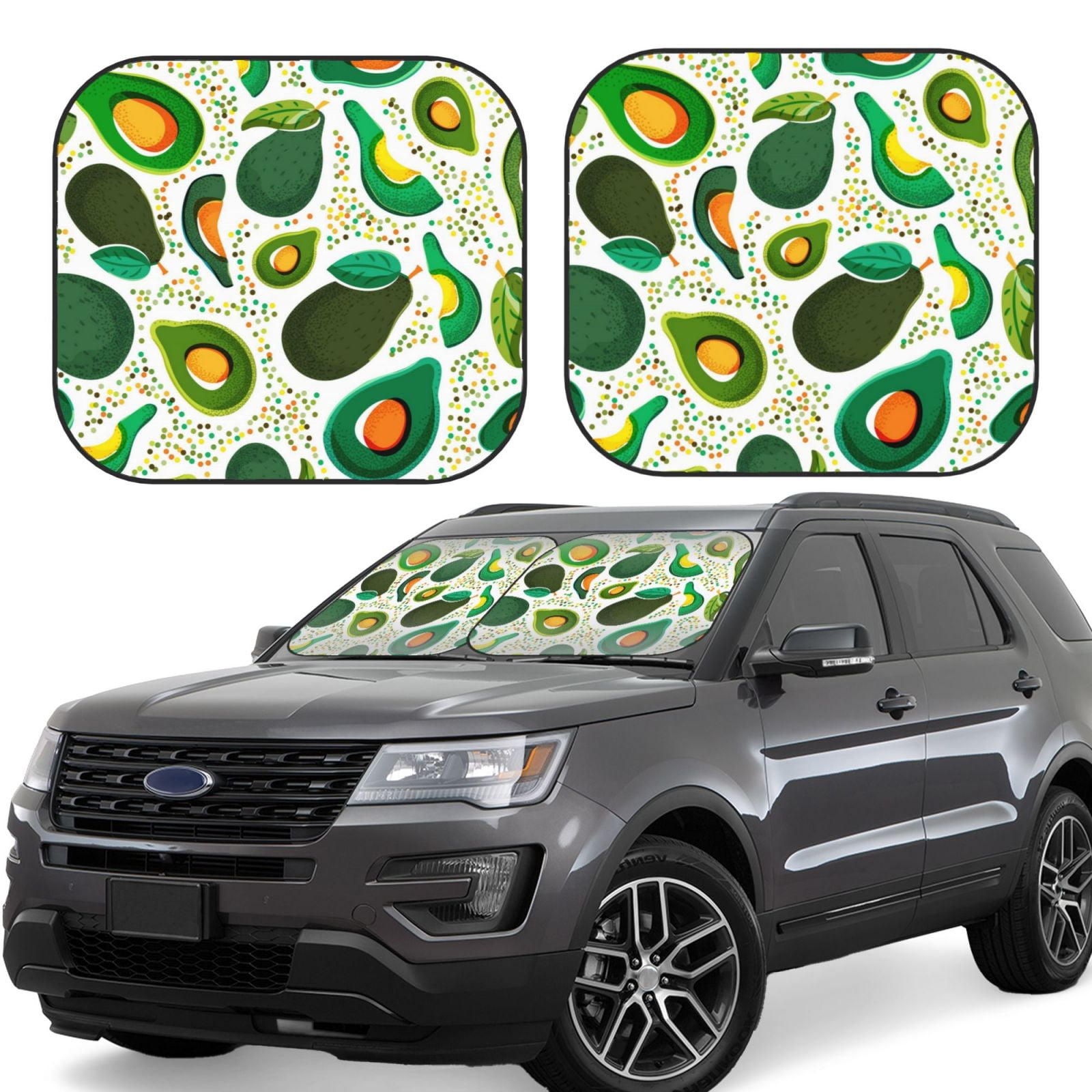 Fotbe Green Avocado 2-Piece Car Windshield Sun Shade | Sun Blocker for ...