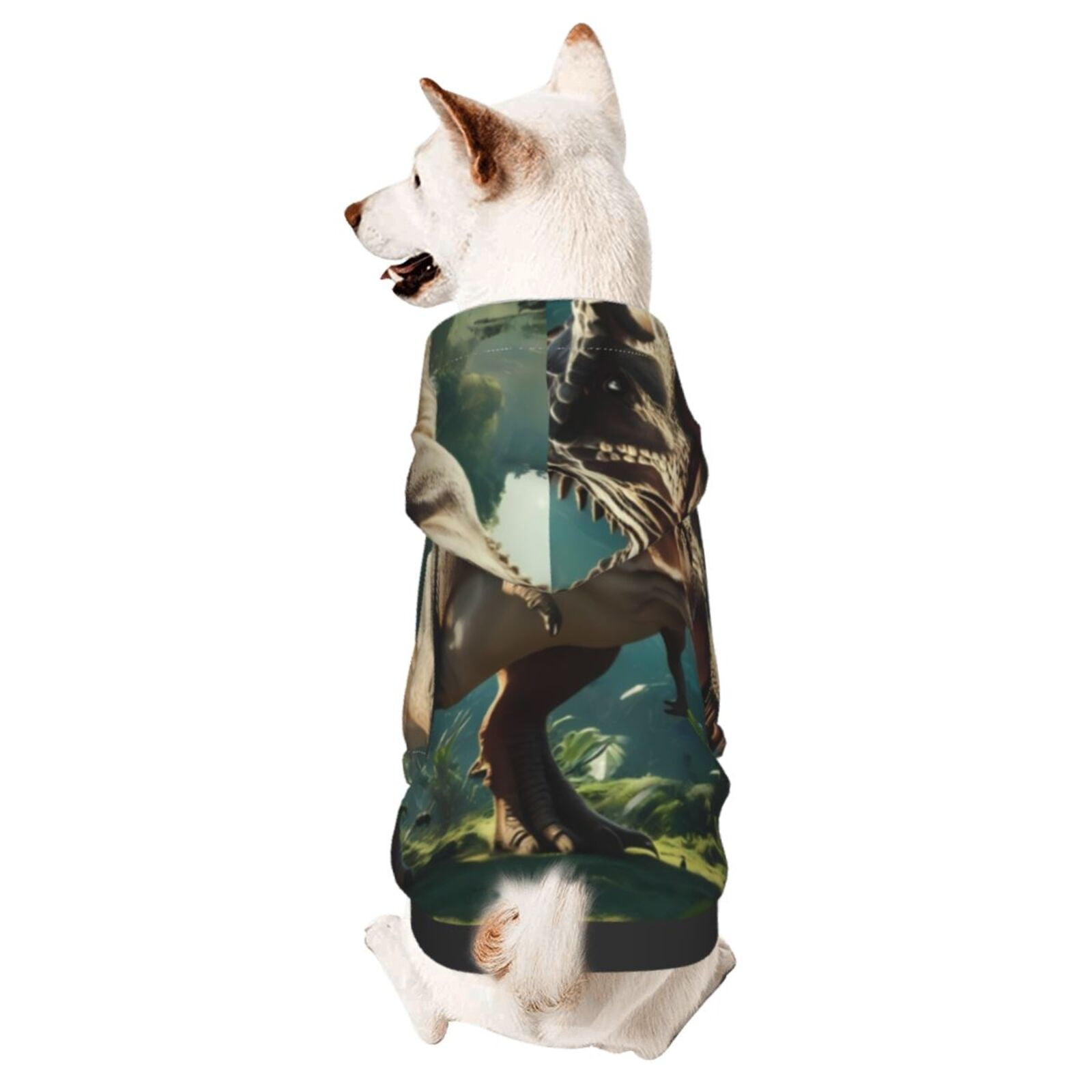 Fotbe Green Forest Dinosaur Print Small Dog Sweater Hoodies Pet Grey ...