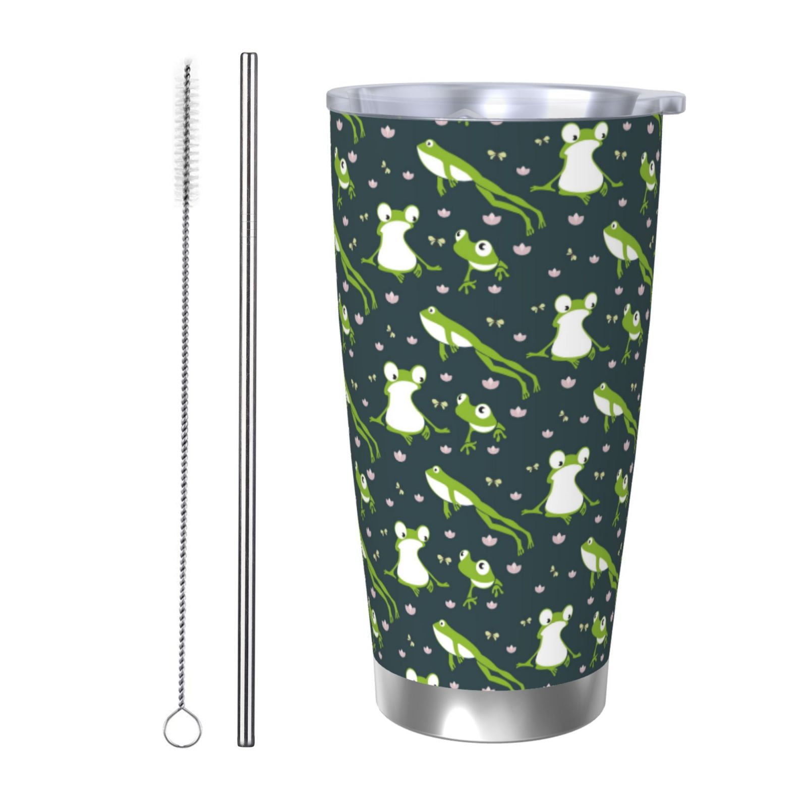 Fotbe Green Frogs Pattern 20 oz Tumbler Stainless Steel Vacuum ...