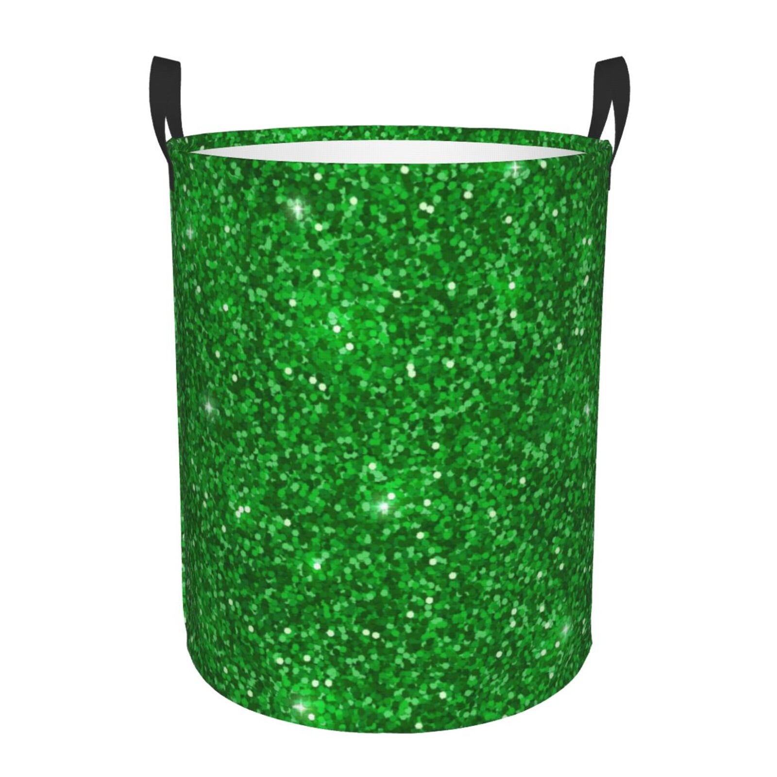 Fotbe Green Glitter Laundry Basket with Handles, Waterproof Large ...