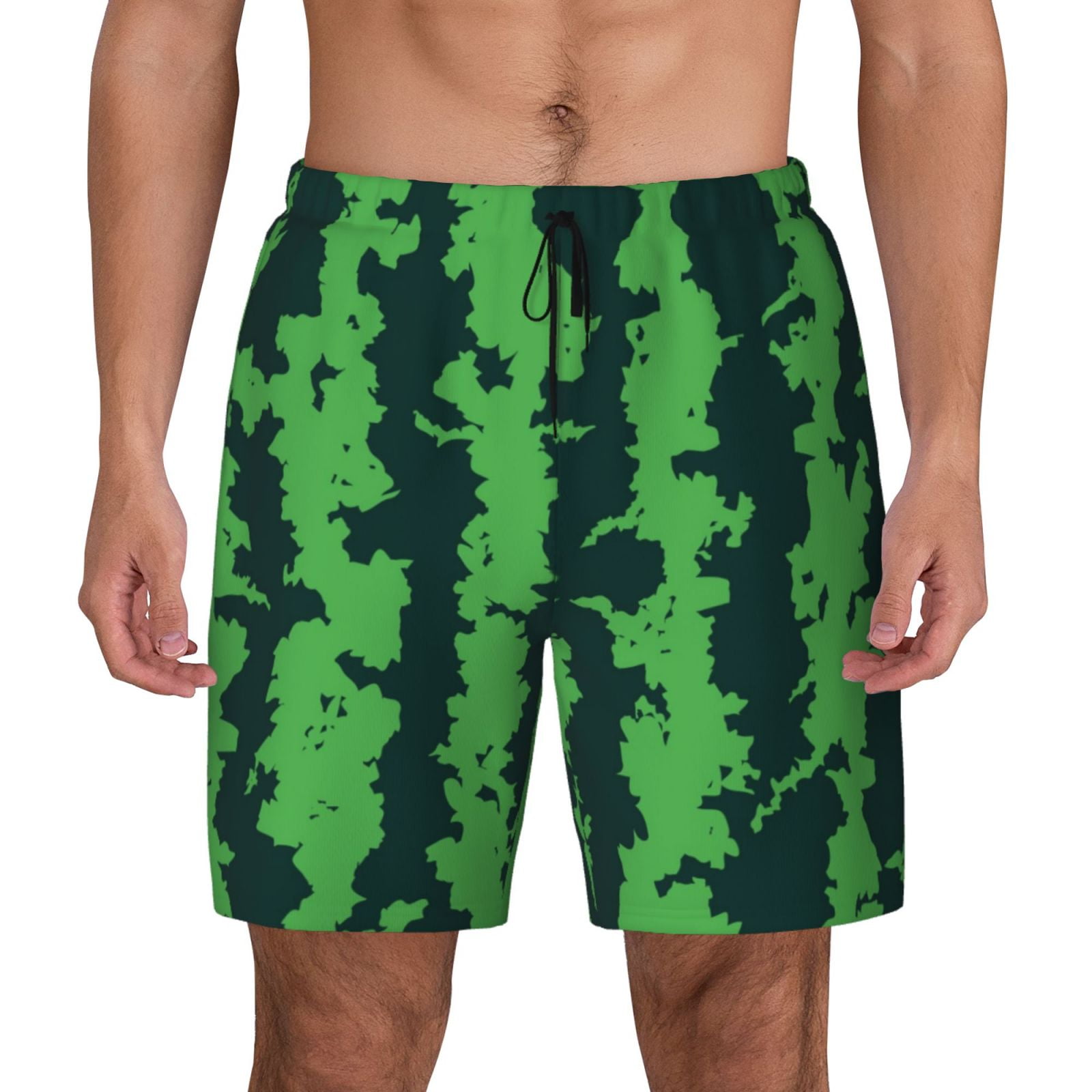 Fotbe Green Stripes Of Watermelon Men’s Swim Trunks Quick Dry Swim ...