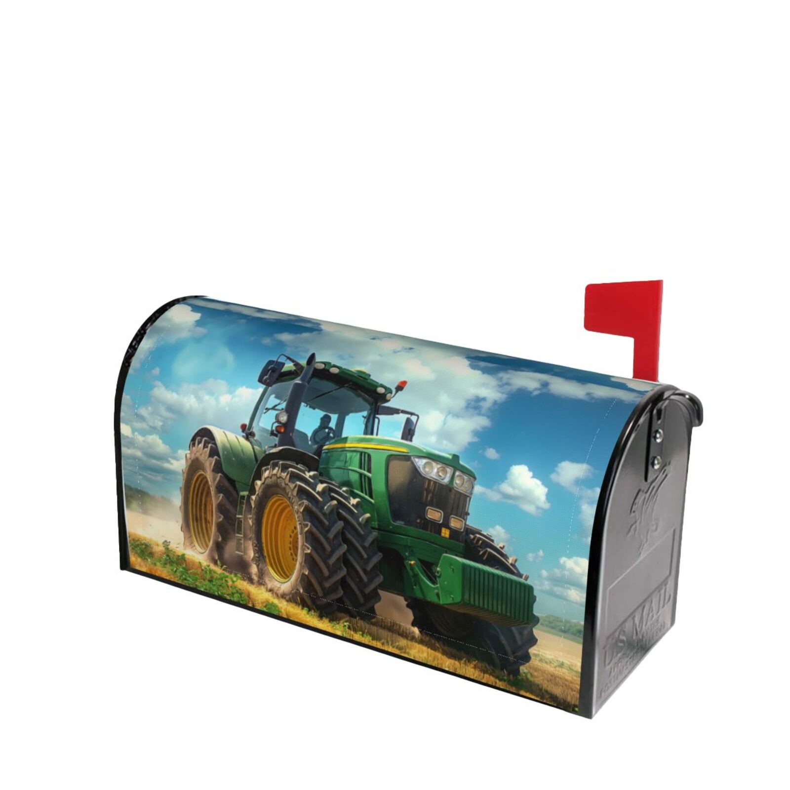 Fotbe Green Tractor Field Mailbox Covers Post Letter Box Cover Garden ...