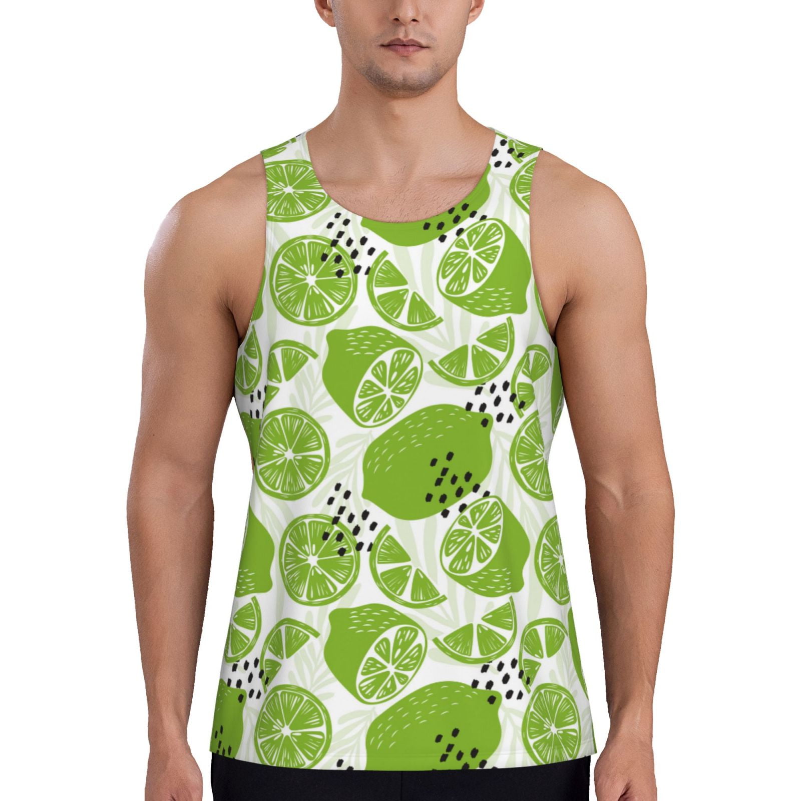 Fotbe Green Various Lemons Pattern Men's Quick Dry Workout Tank Top Gym ...