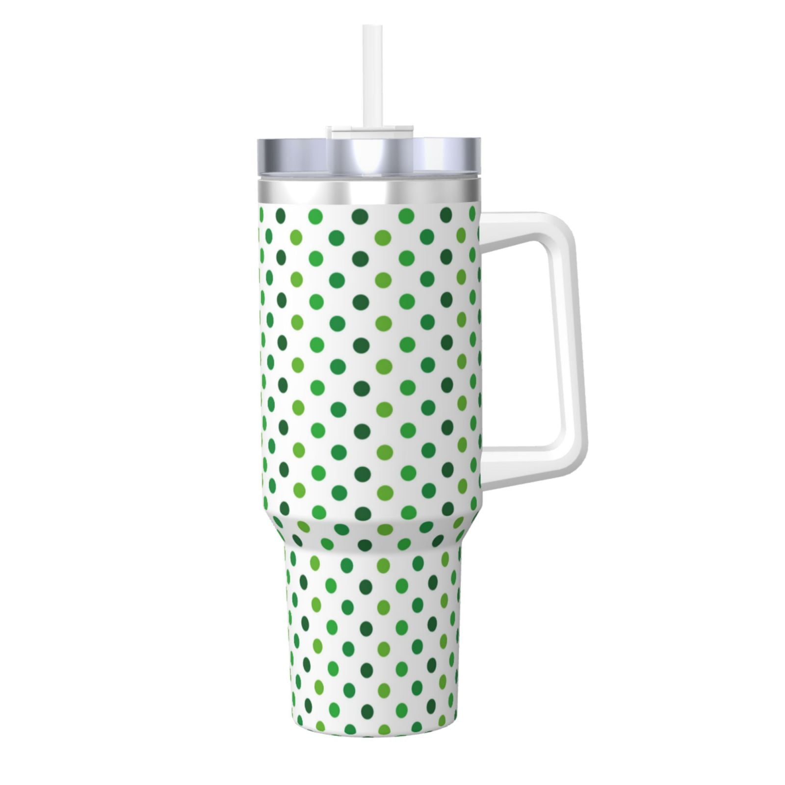 Fotbe Green polka dots Pattern 40oz Ice Bully With Handle And Straw ...