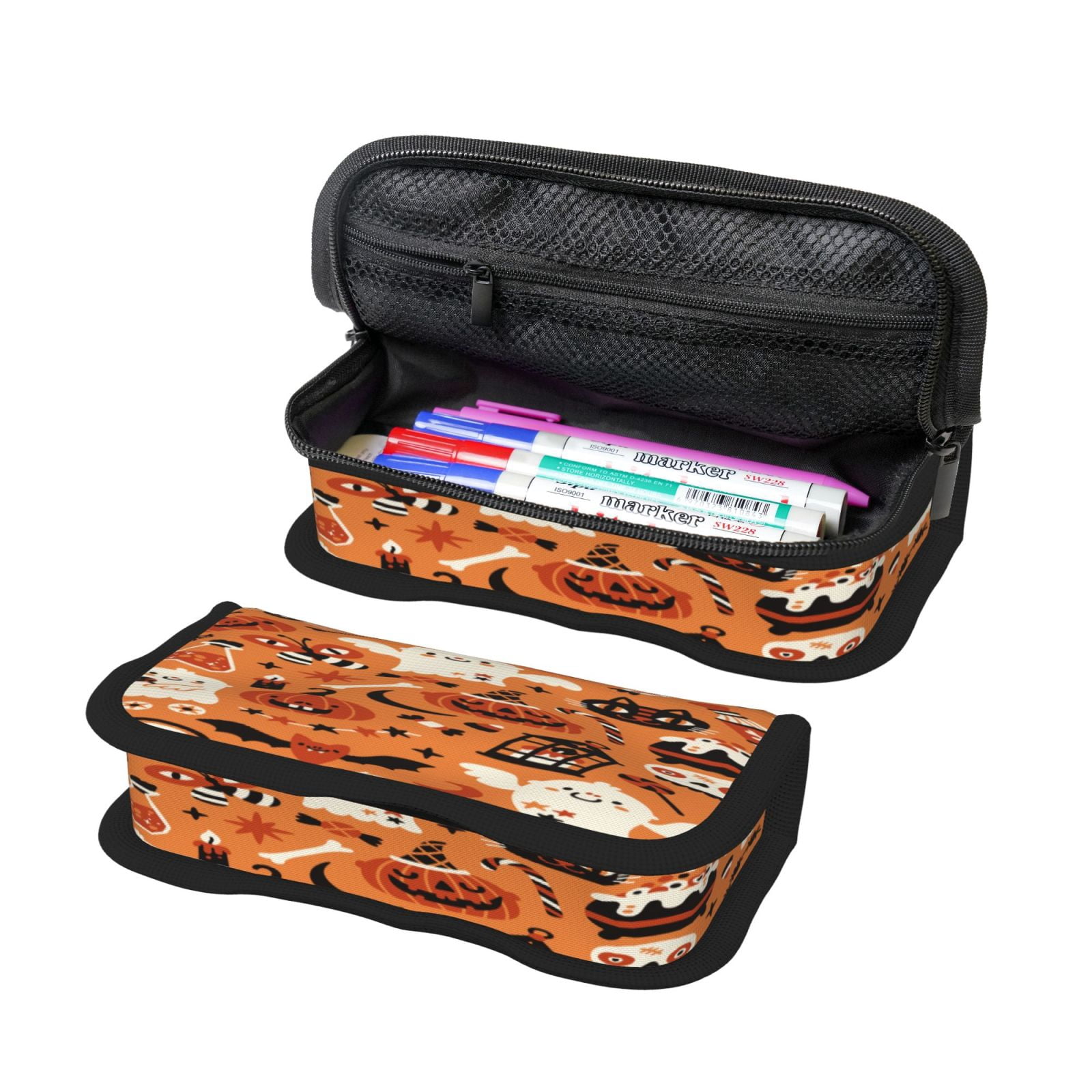 Fotbe Halloween 2 Pattern Pencil Case,Canvas Pen Case, Multi- Slot ...