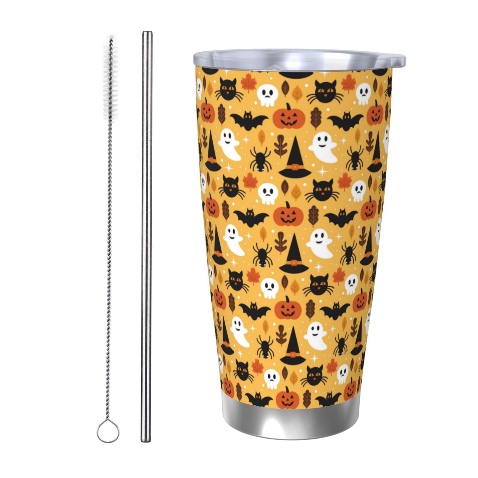 Fotbe Halloween Ghost Pumpkin Pattern 20 oz Tumbler Stainless Steel ...