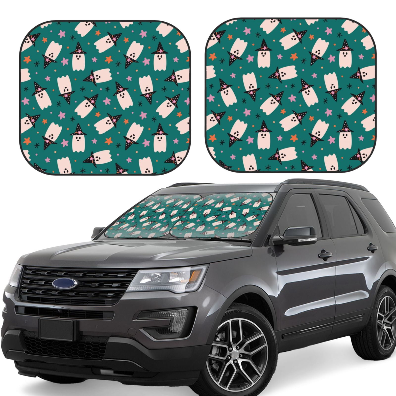 Fotbe Halloween Ghosts 2-Piece Car Windshield Sun Shade | Sun Blocker ...