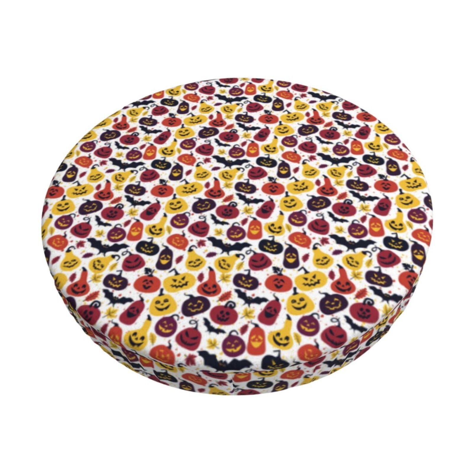 Fotbe Halloween Pumpkin Stool Covers Round,Waterproof Round Bar Stool ...