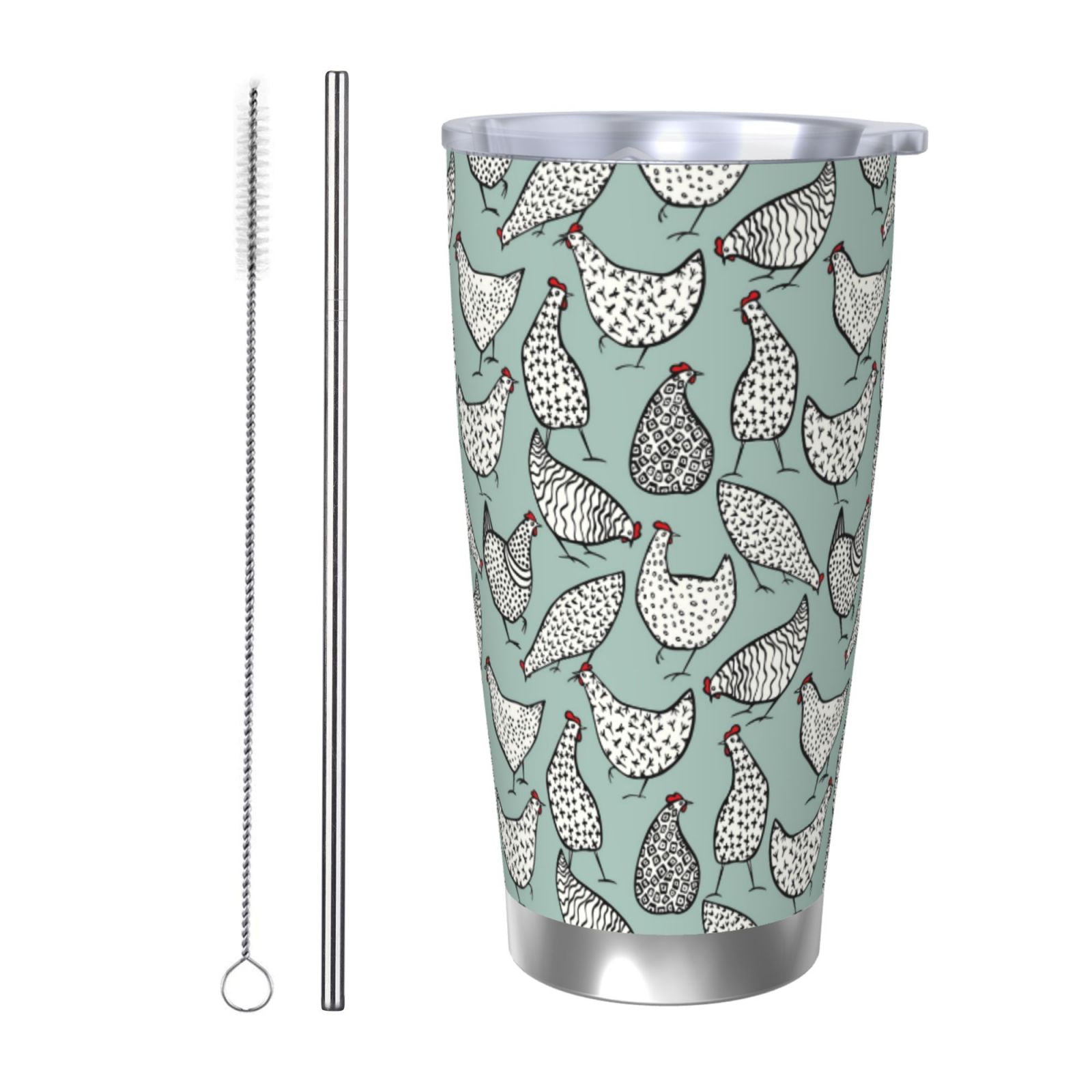 Fotbe Hand Drawn Chickens Pattern 20 oz Tumbler Stainless Steel Vacuum ...