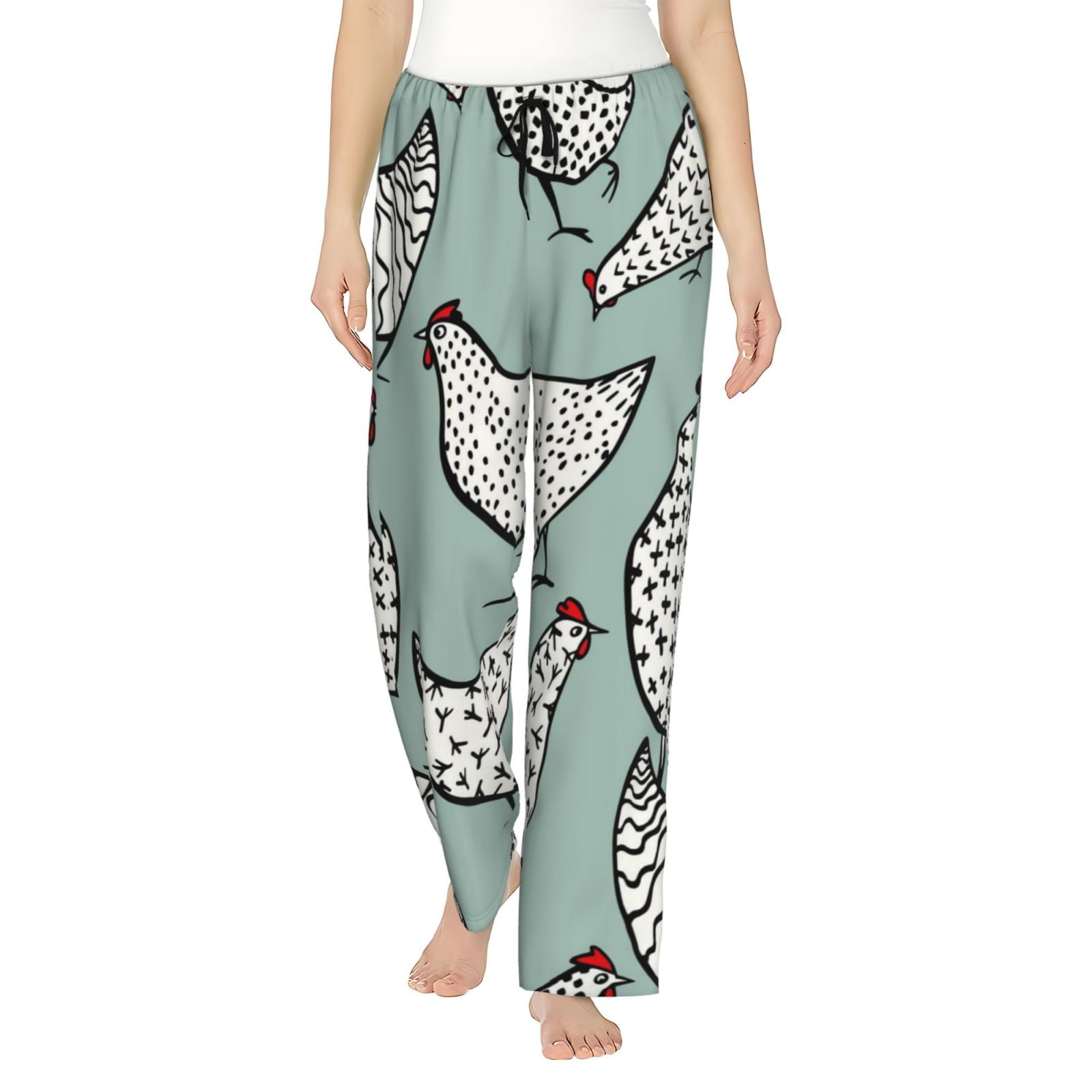 Fotbe Hand Drawn Chickens Women's Pajama Pants,Sleepwear Pants,Pj ...
