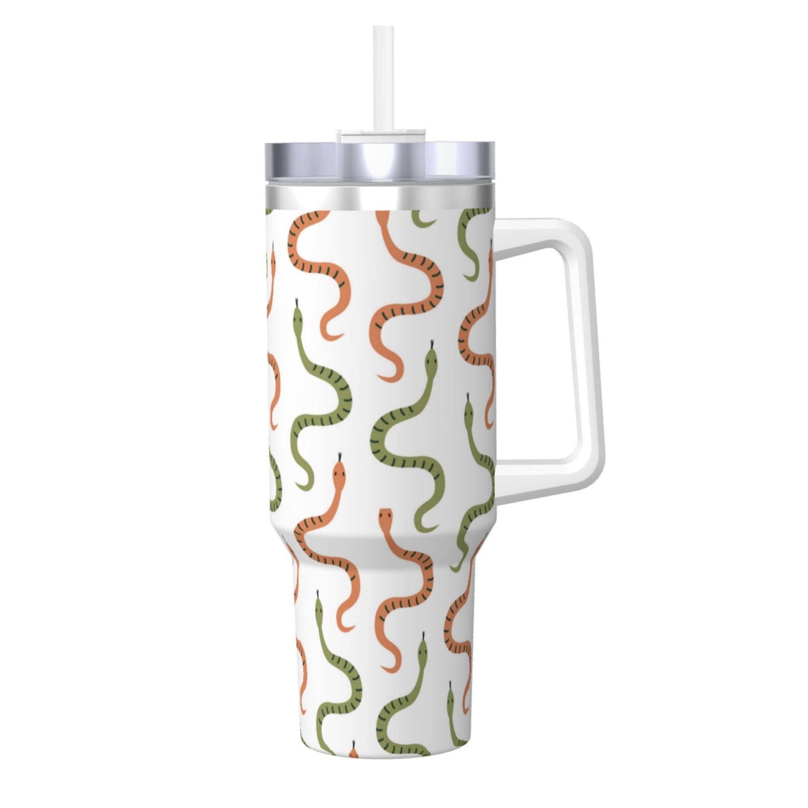 Fotbe Hand Drawn Snake Pattern 40oz Ice Bully With Handle And Straw ...