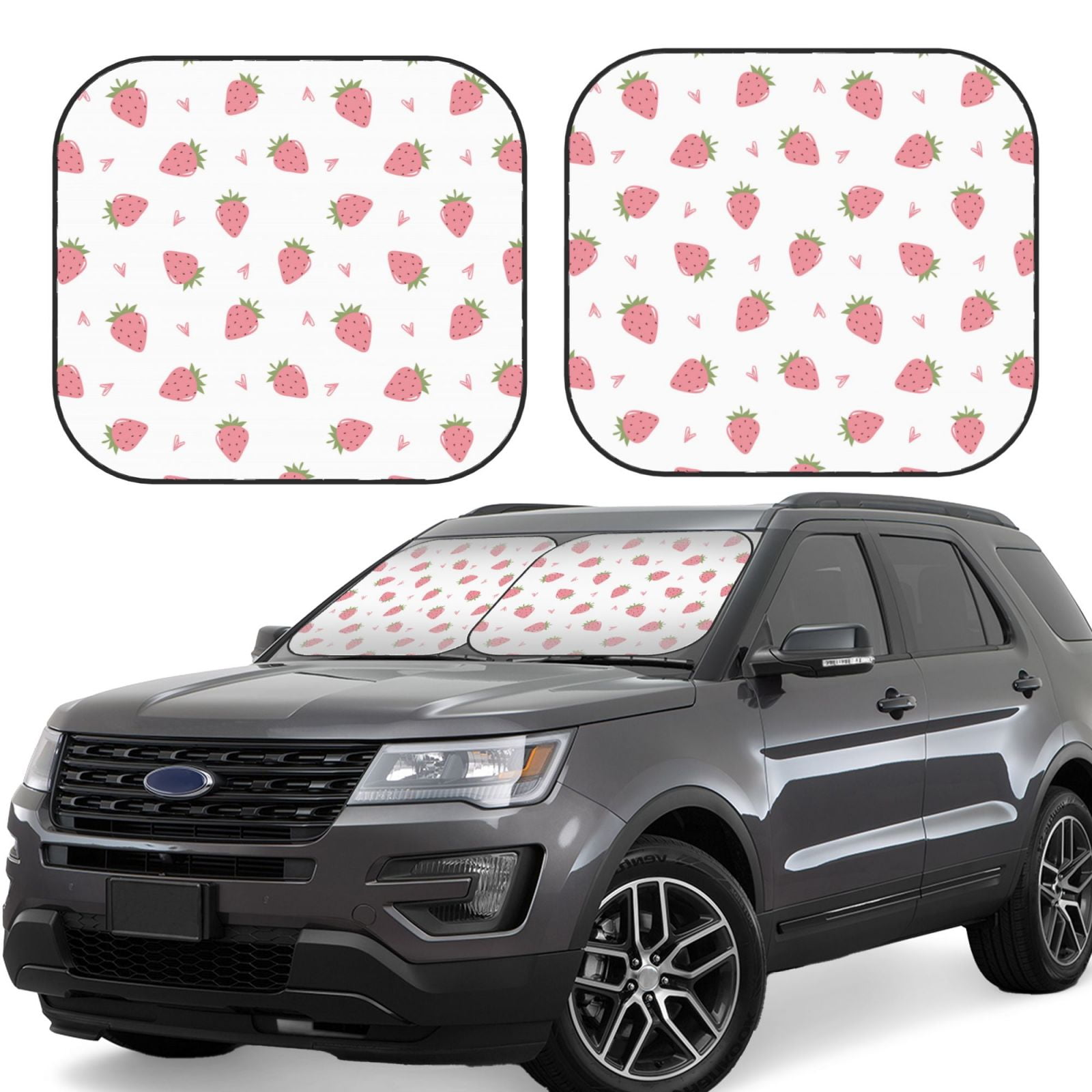 Fotbe Hand Drawn Strawberry 2-Piece Car Windshield Sun Shade | Sun ...