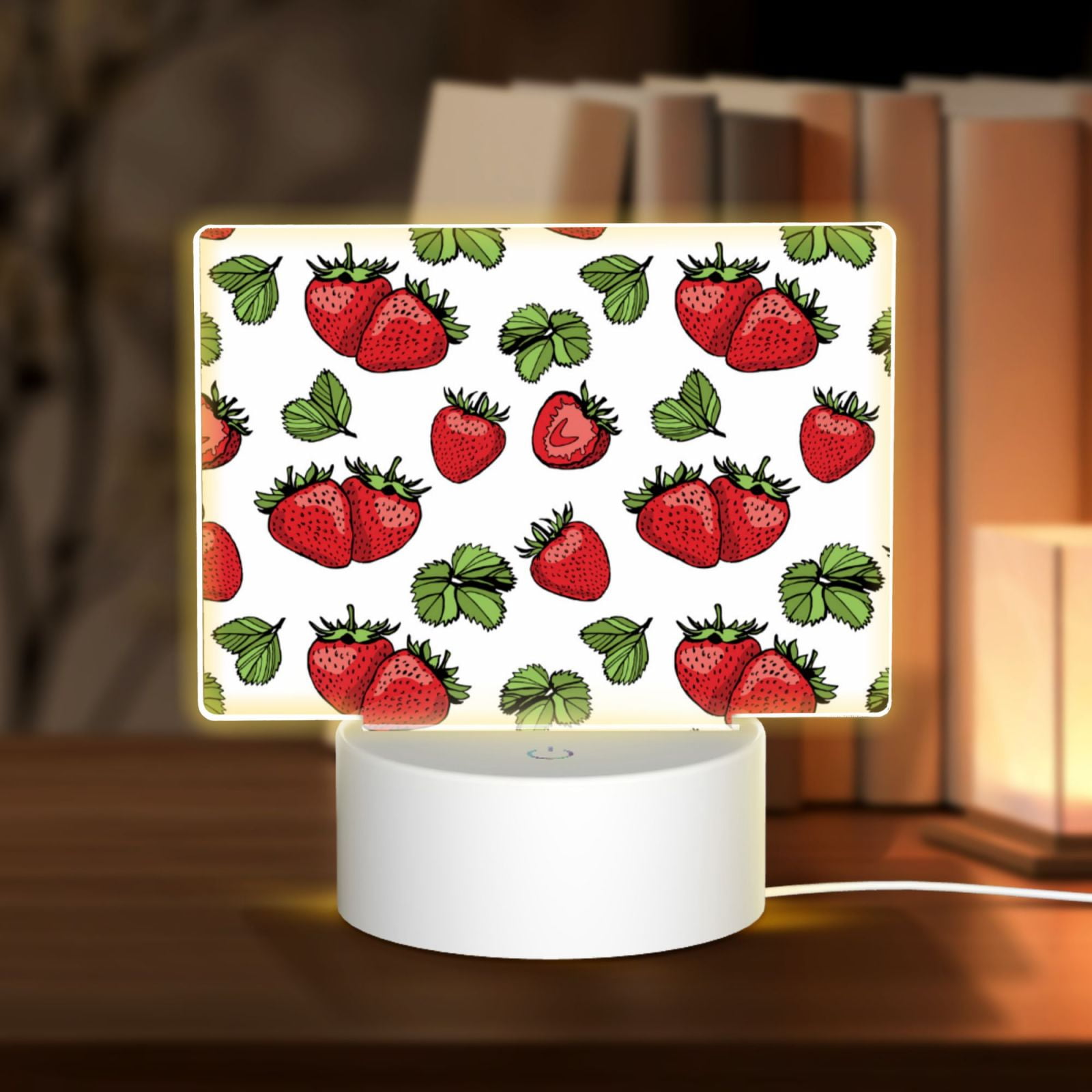 Fotbe Hand Drawn Strawberry Pattern Acrylic Night Light Gift with 3 ...