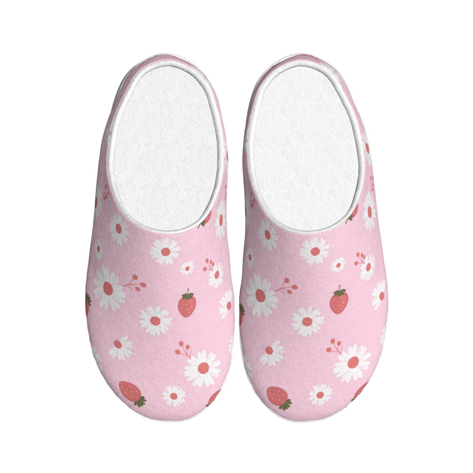Fotbe Hand Drawn Strawberry Pattern Women's Fuzzy Curly Fur Memory Foam ...