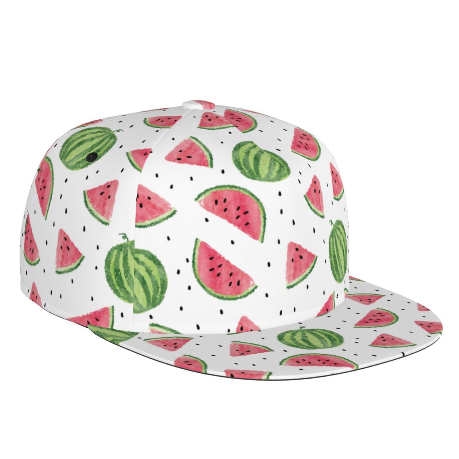 Fotbe Hand Drawn Watermelon Flat Bill Visor Cap Classic Snapback Hat ...