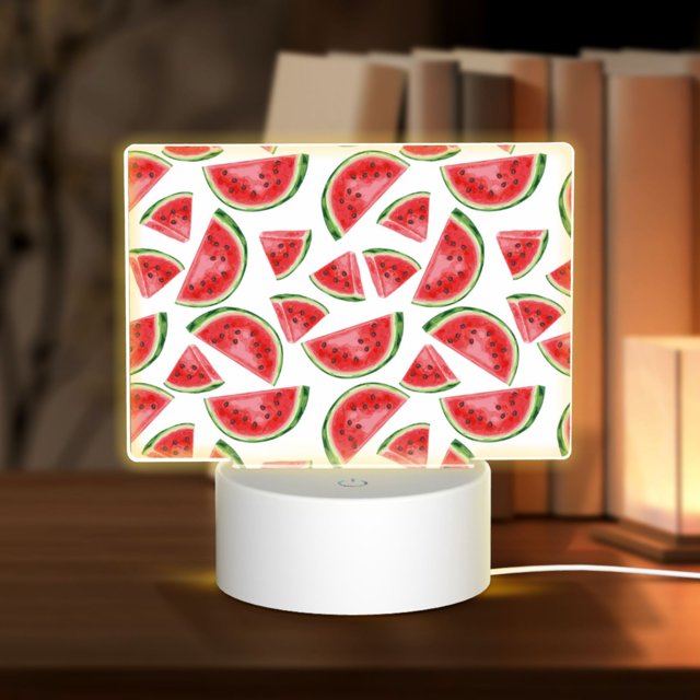 Fotbe Hand Drawn Watermelon Pattern Acrylic Night Light Gift with 3 ...