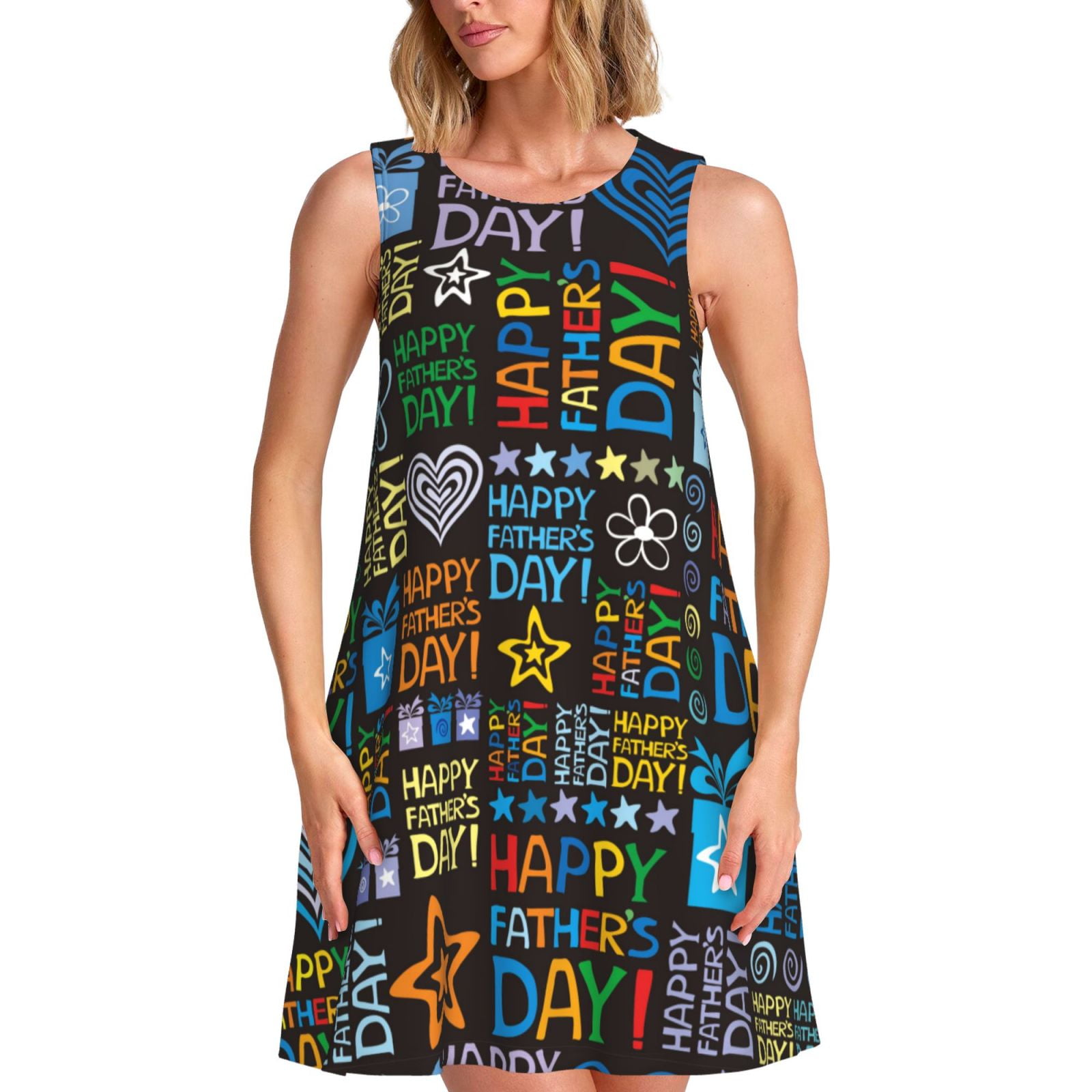 Fotbe Happy Father Day Pattern Women’s Summer Tank Midi Dress ...