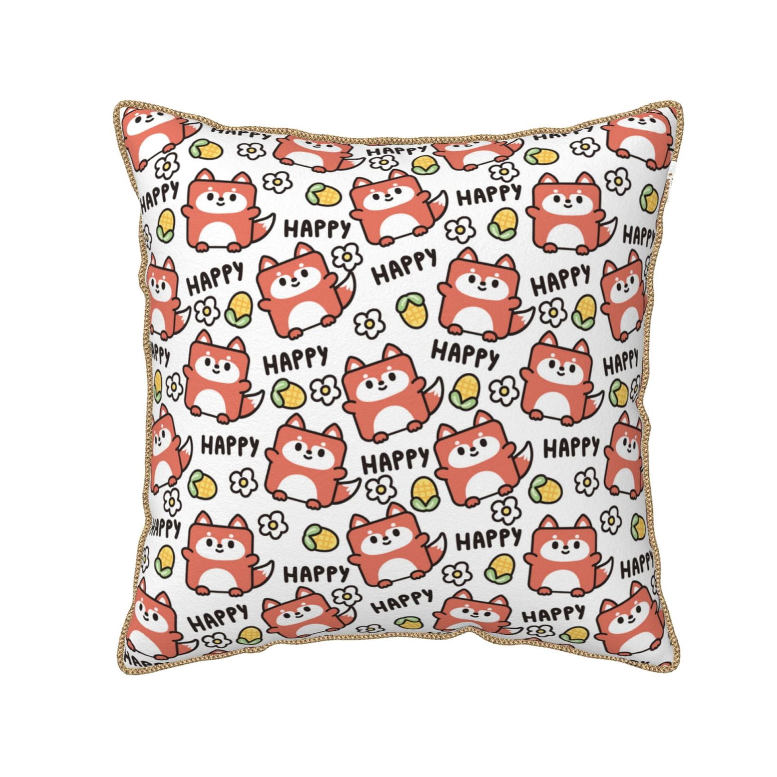 Fotbe Happy Foxy Faces Pattern Velvet Decorative Throw Pillow Covers ...