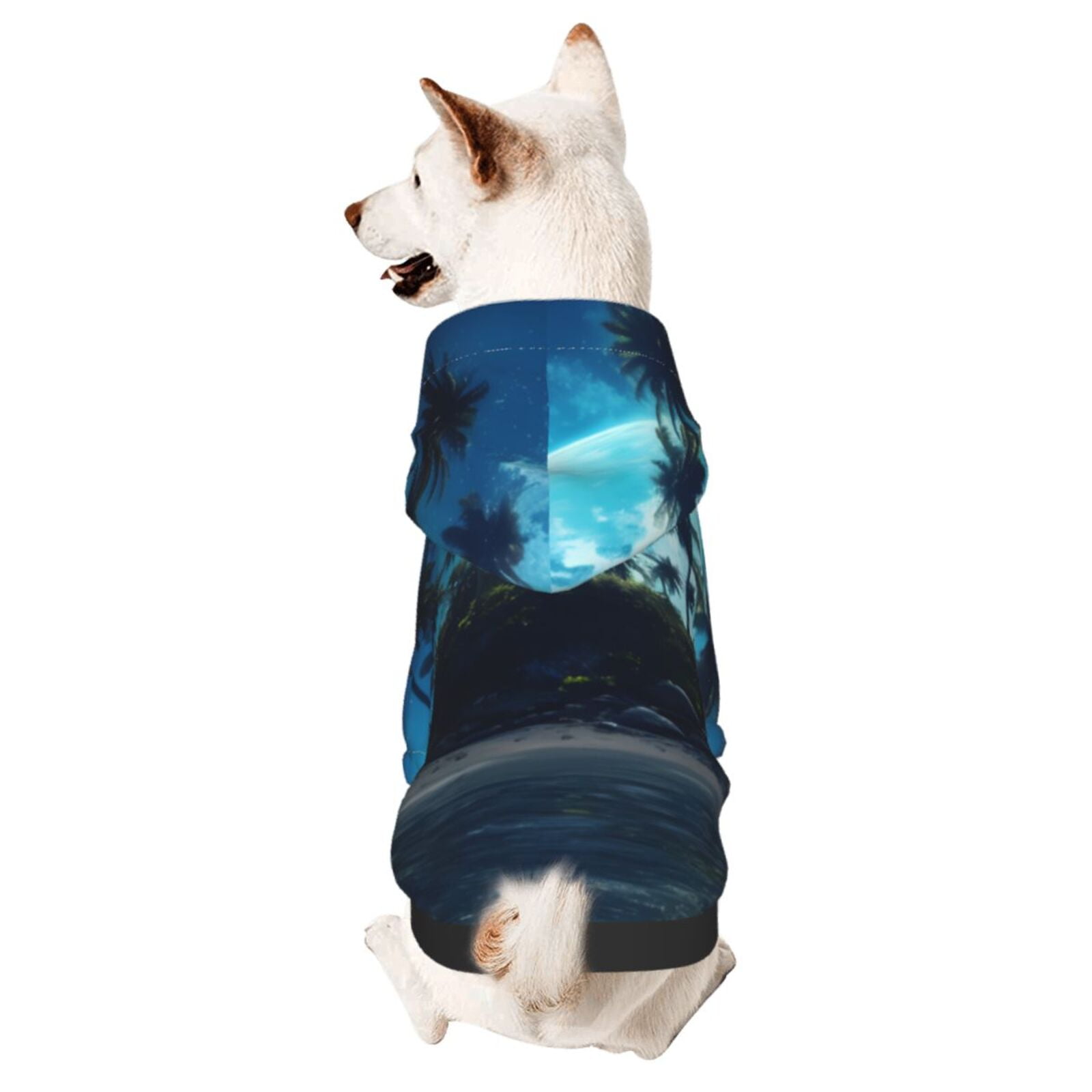 Fotbe Hawaiian Beach Pirate Moon Print Small Dog Sweater Hoodies Pet ...