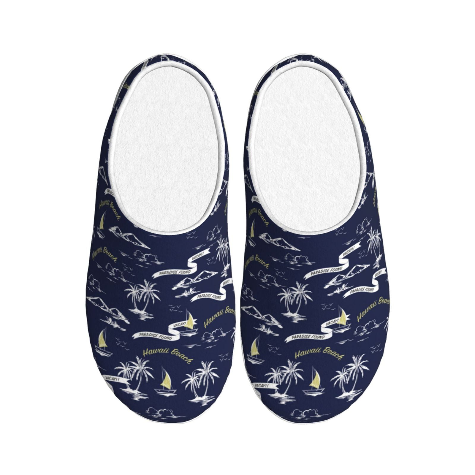 Fotbe Hawaiian Style Pattern Women's Fuzzy Curly Fur Memory Foam Loafer ...