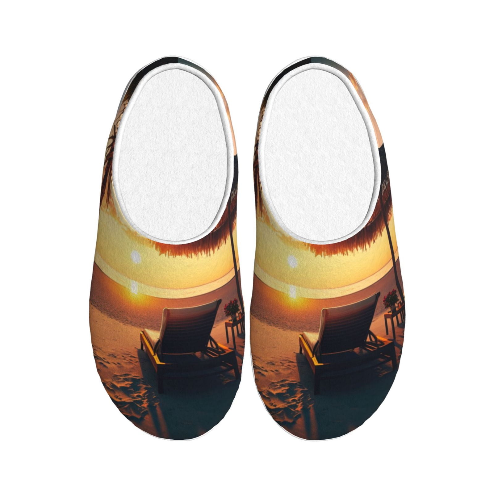 Fotbe Hawaiian Sunset Beach Pattern Women's Fuzzy Curly Fur Memory Foam ...